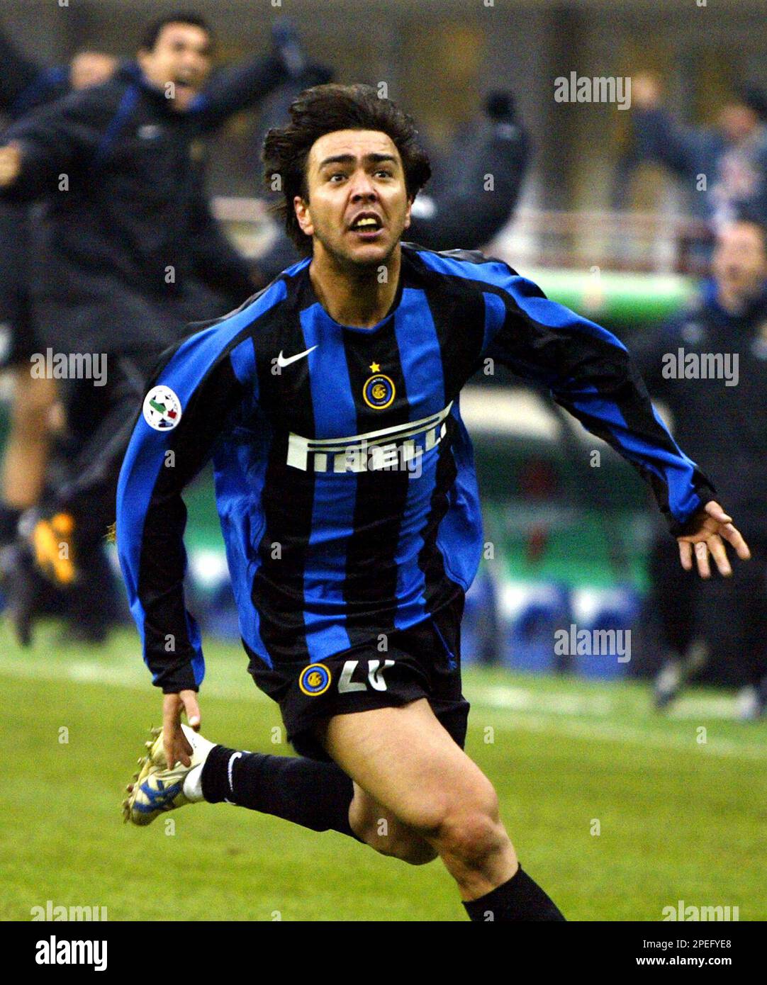 Inter Milan forward Alvaro Recoba of Uruguay celebrates after scoring ...