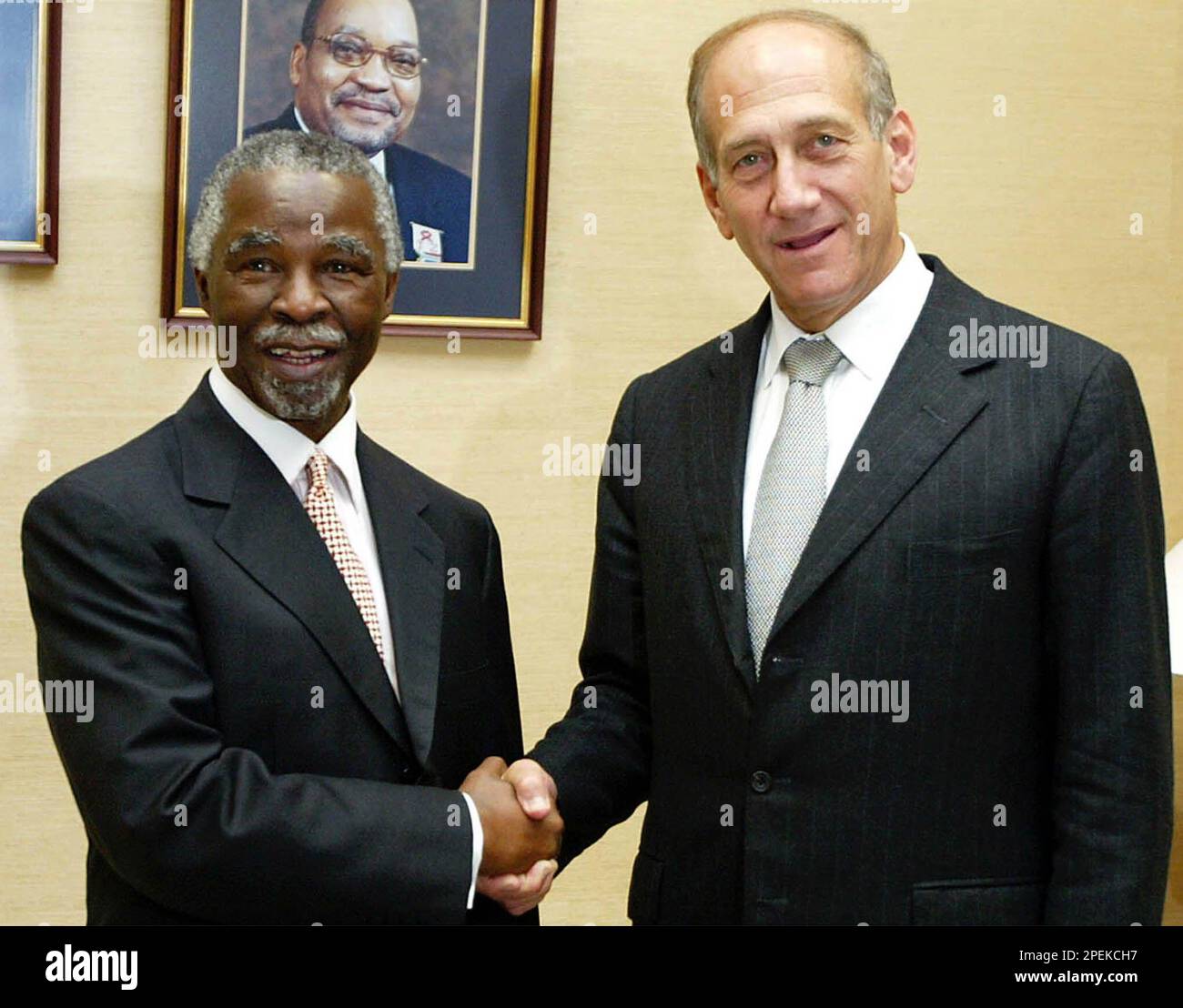 South African President, Thabo Mbeki, left, and Israeli Vice Premier ...