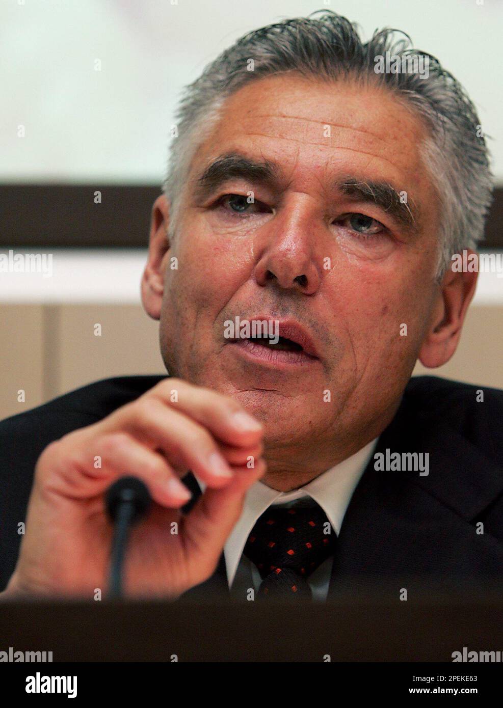 Peter Brabeck, CEO Nestle, speaks during a press conference in Vevey ...