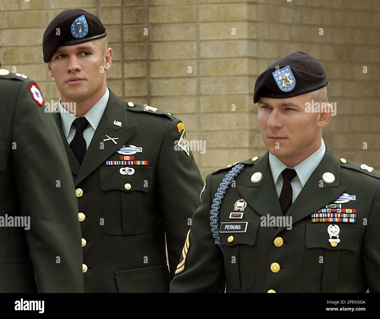 U.S. Army 1st Lt. Jack Saville, left, and Sgt. 1st Class Tracy Perkins ...
