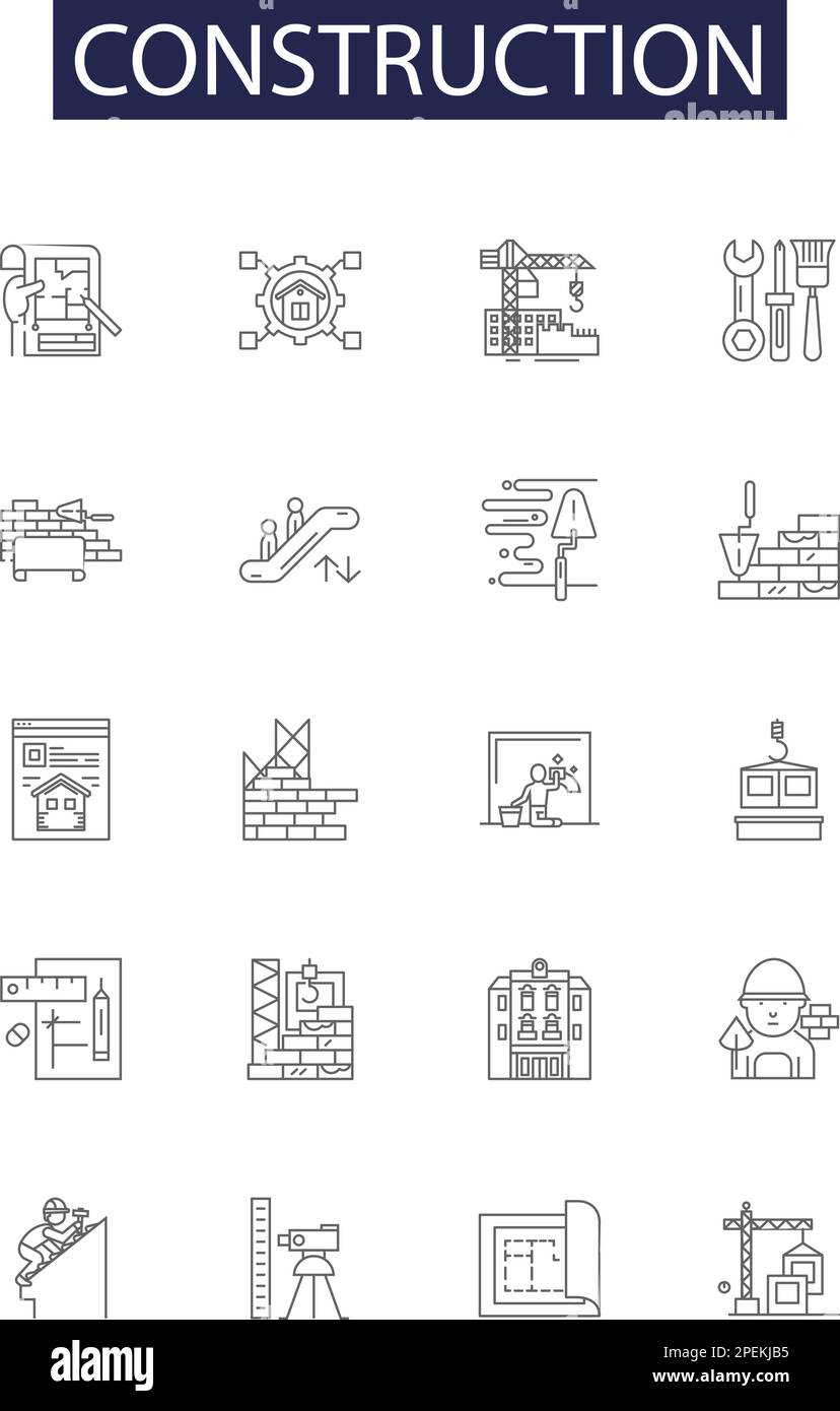 Symboles et signes vectoriels de ligne de construction. Maçonnerie ...