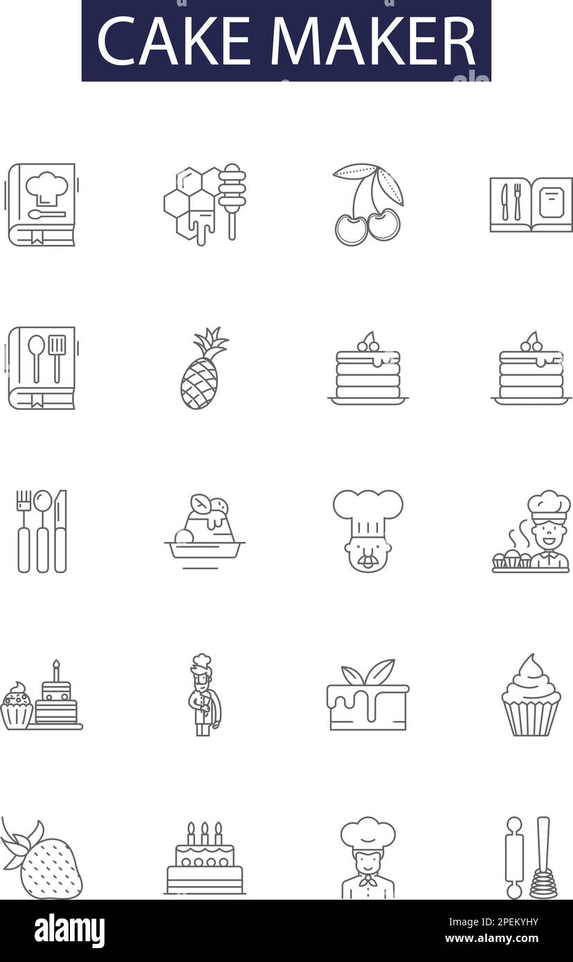 Symboles et signes vectoriels de la ligne du gâteau. Cakemaker ...