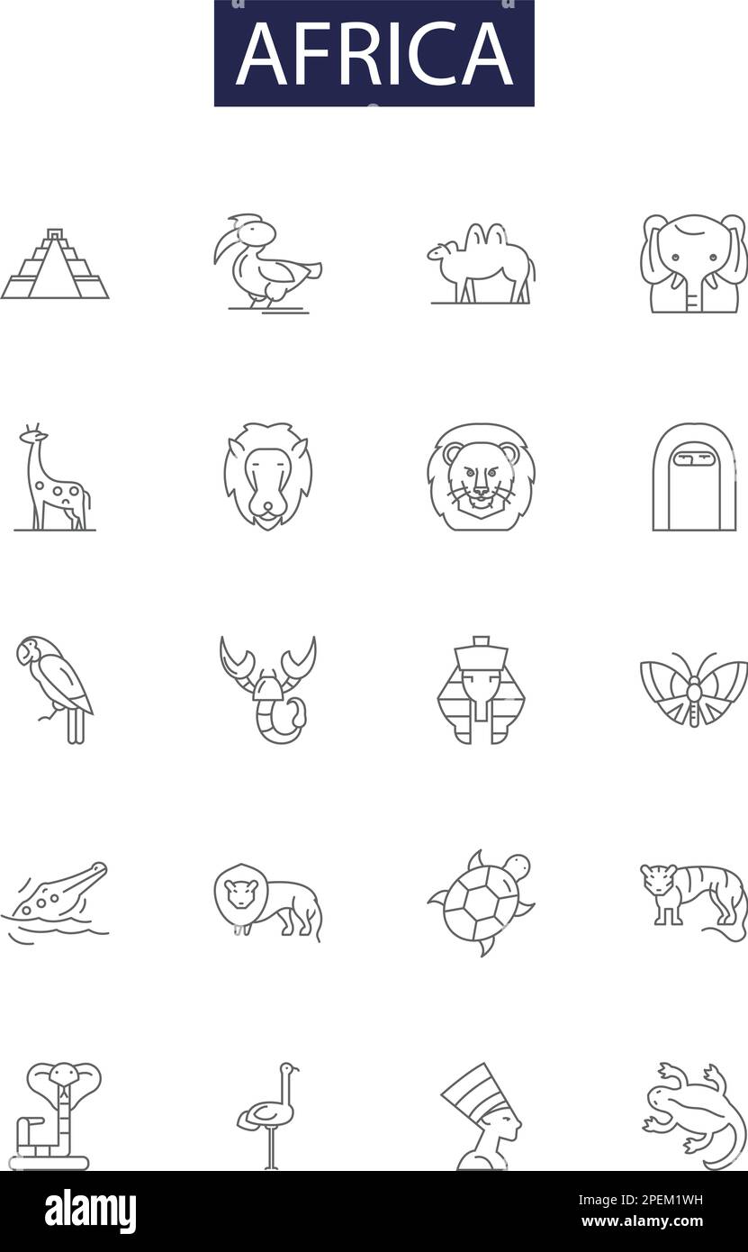 Symboles et signes vectoriels de la ligne Afrique. continent, nations ...