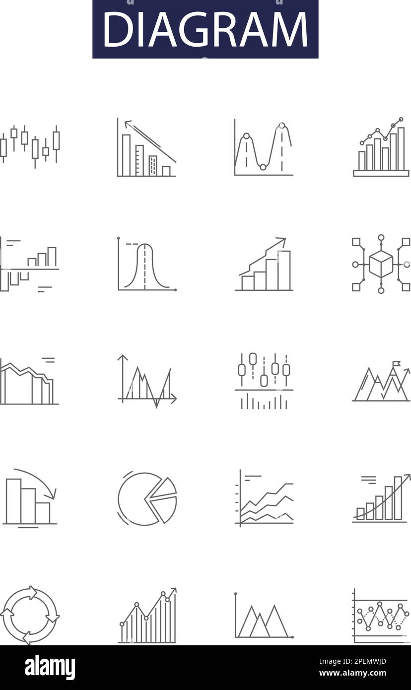 Icônes et signes vectoriels de la ligne de diagramme. carte, esquisse ...