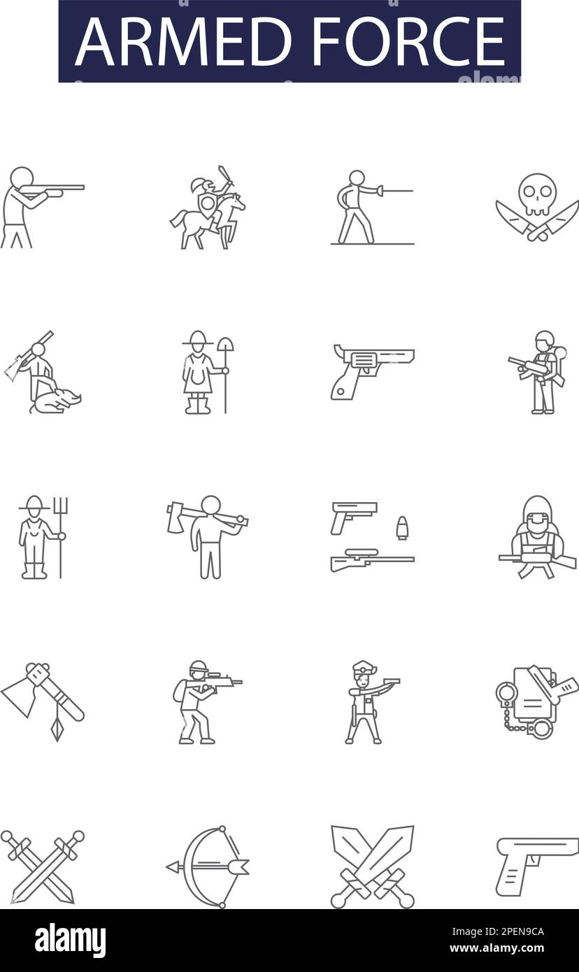 Symboles et signes vectoriels de ligne de force armée. Armées, troupes ...