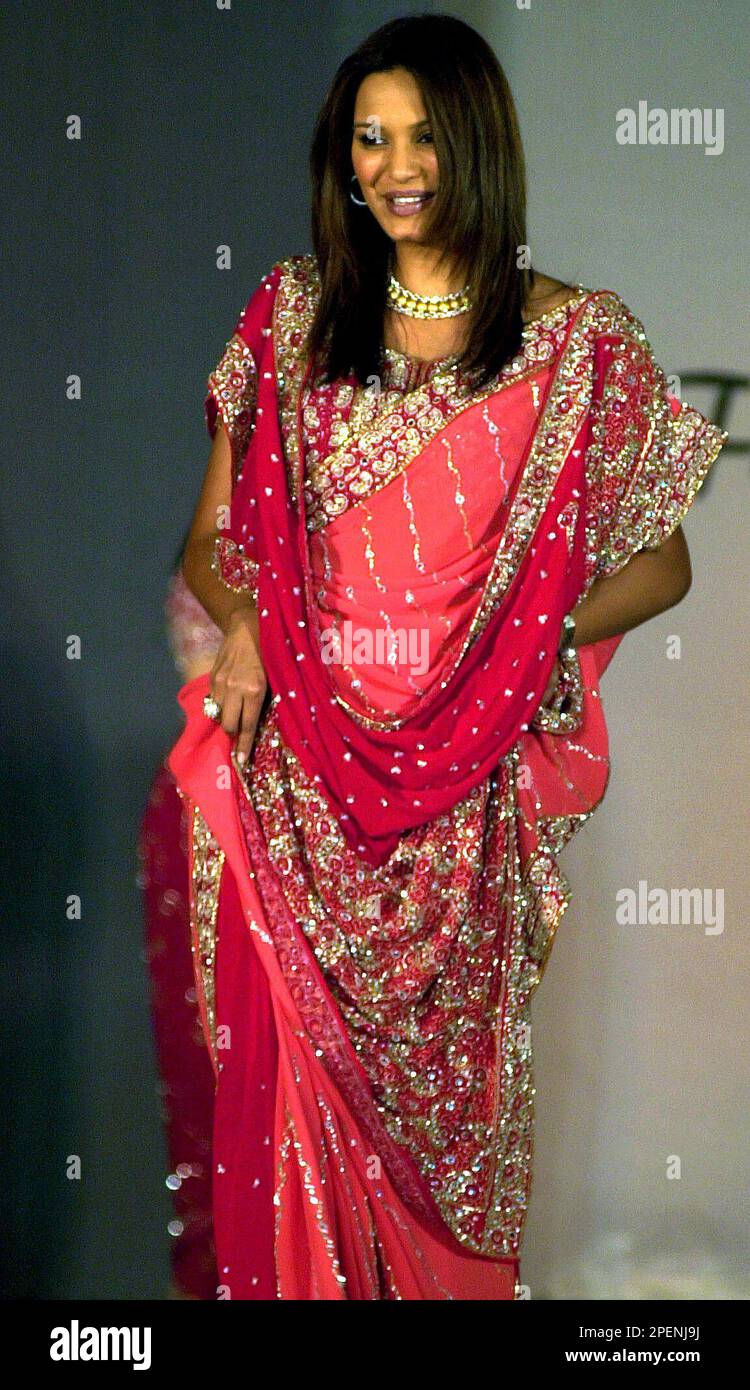Former Miss World and Bollywood actress Diana Hayden displays a ...
