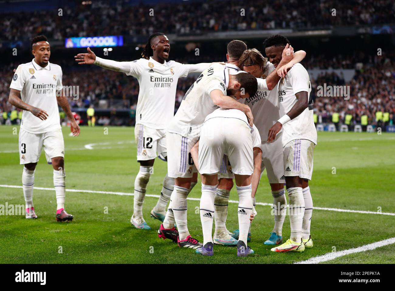 15 mars 2023, Rome, Espagne : Karim Benzema du Real Madrid célèbre un ...