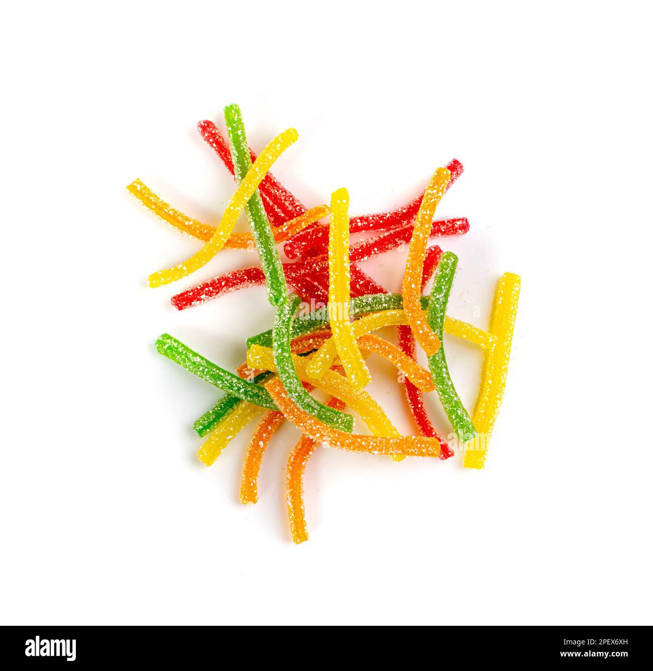 Pile de bonbons Rainbow Gummy Candy isolée, bandes de bonbons Sour ...
