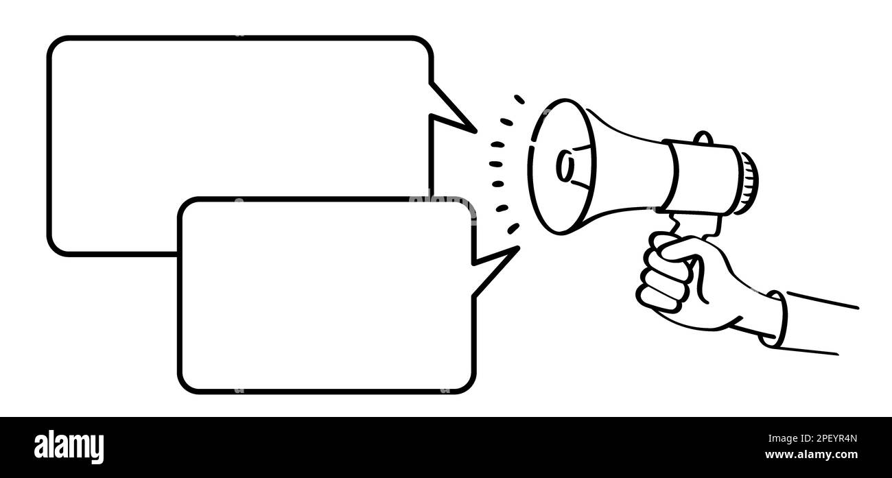 Mégaphone de dessin animé, symbole ou logo de message de microphone à ...