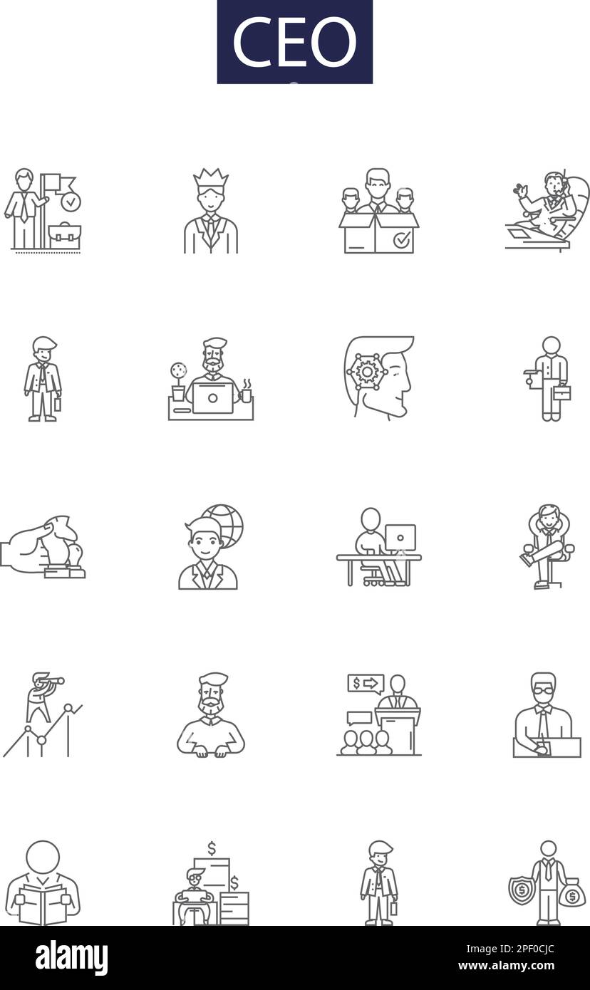 Icônes et signes vectoriels de la ligne du PDG. Cadre, responsable ...
