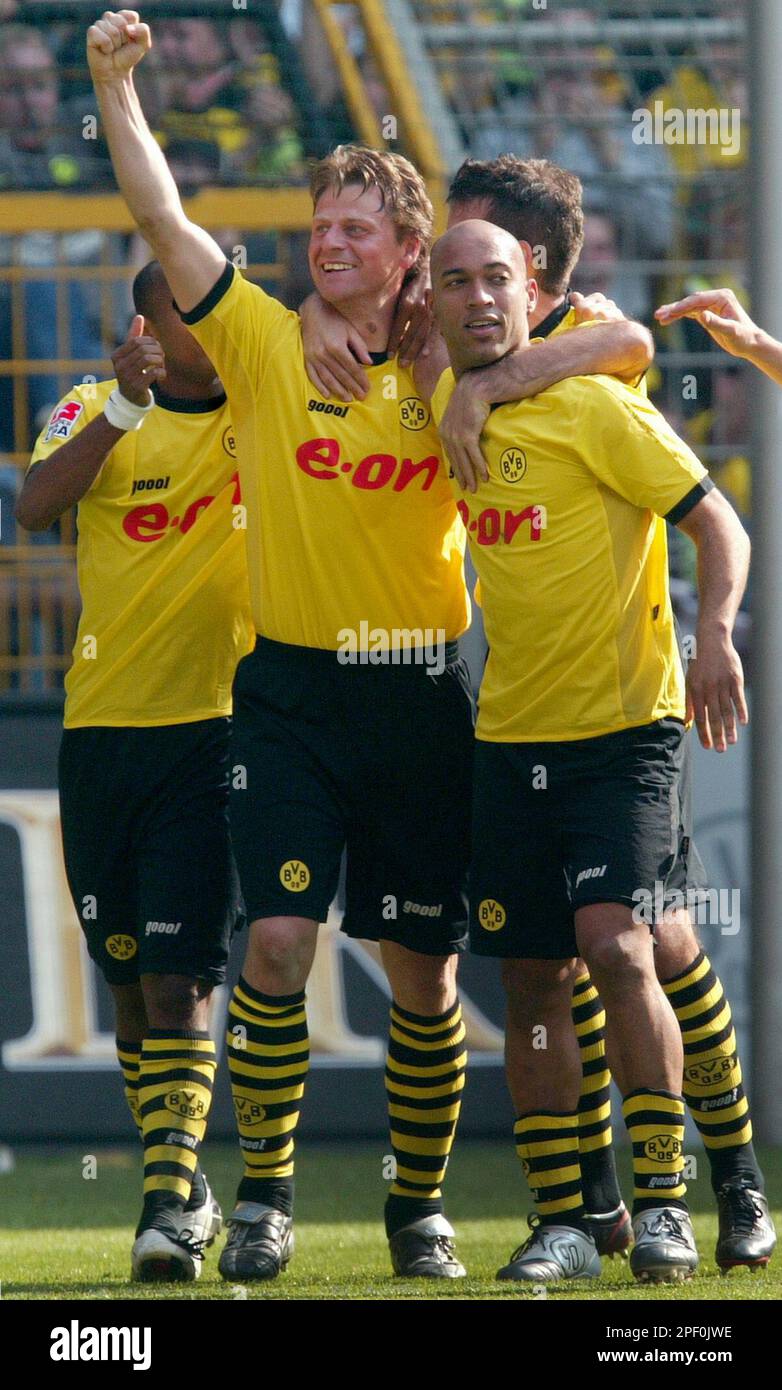 Dortmund`s Brazilian player Ewerthon, scorer Christian Woerns, Danish ...