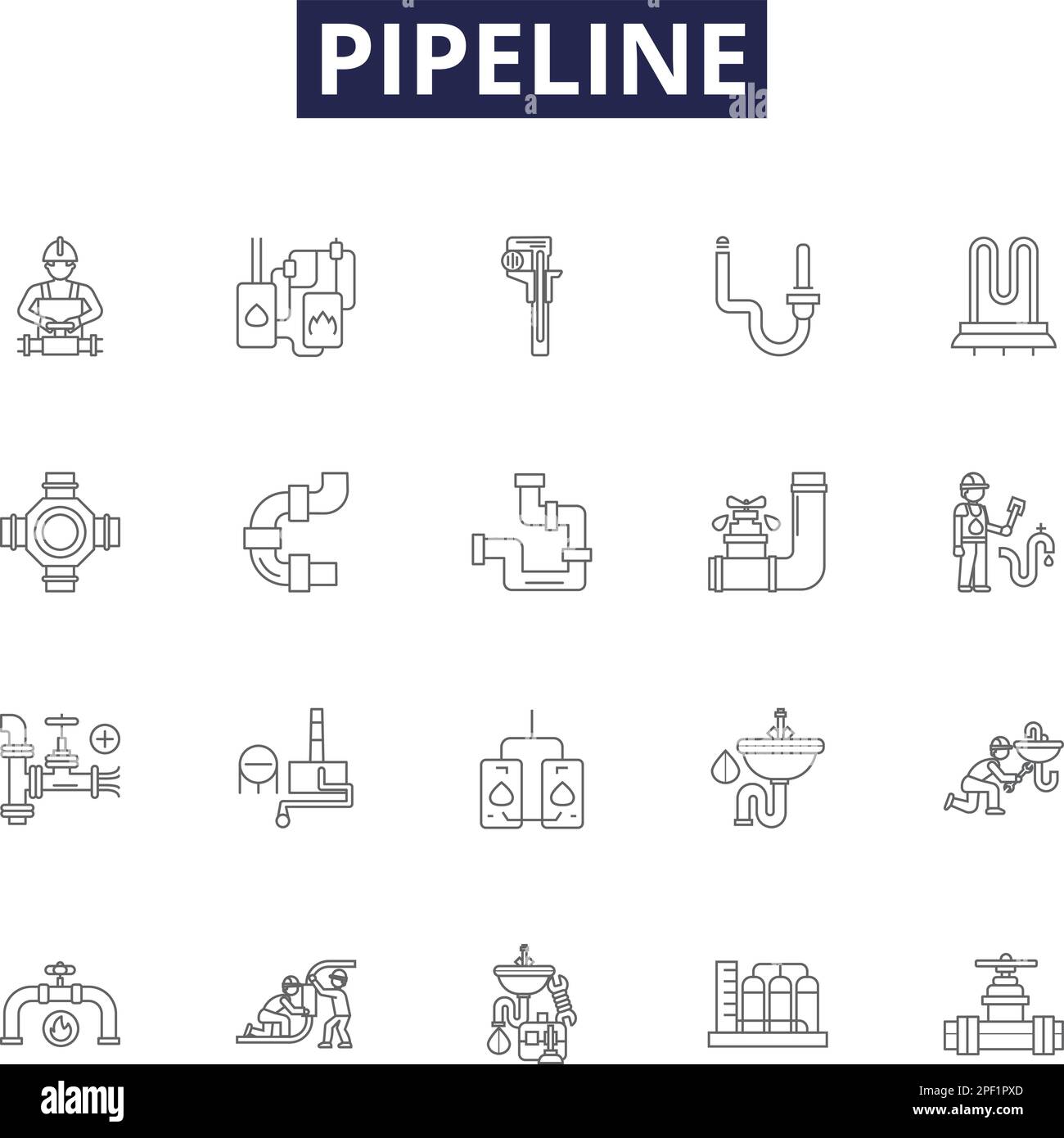 Icônes et signes vectoriels de ligne de pipeline. Pipeline, conduit ...