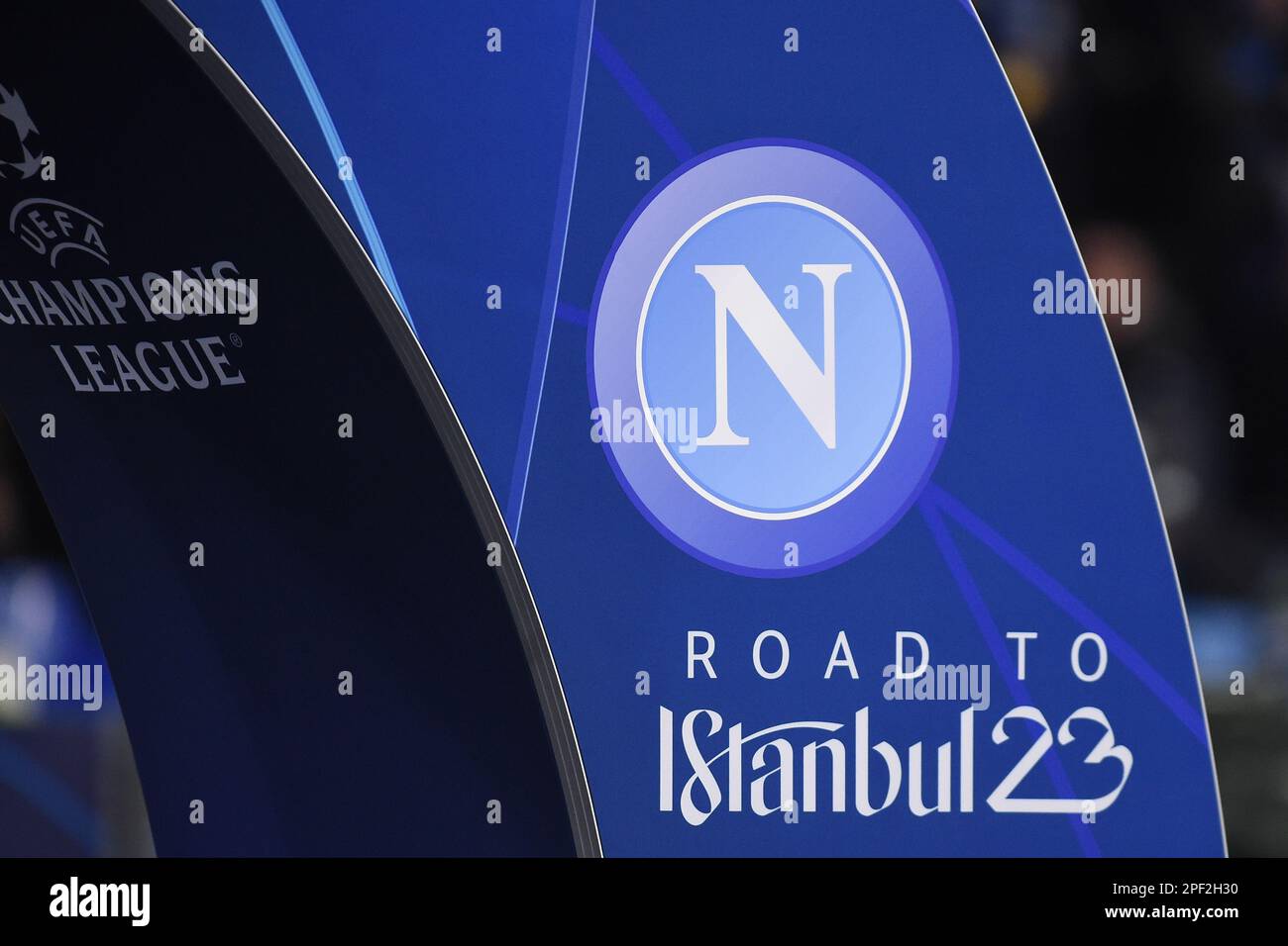 Naples, Italie. 15 mars 2023. Gros plan sur le logo de la SSC Napoli et ...