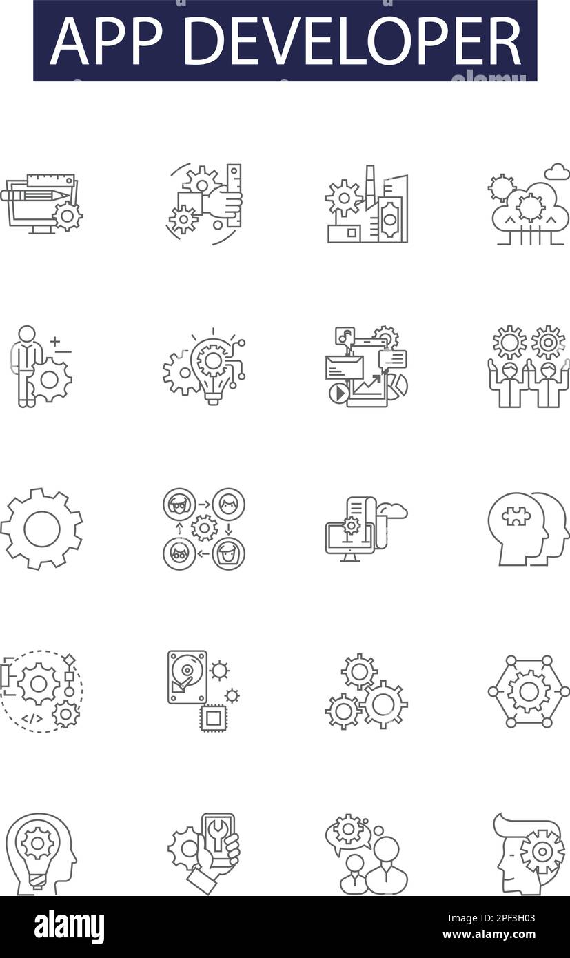 Icônes et signes vectoriels de la gamme de développeurs d'applications ...