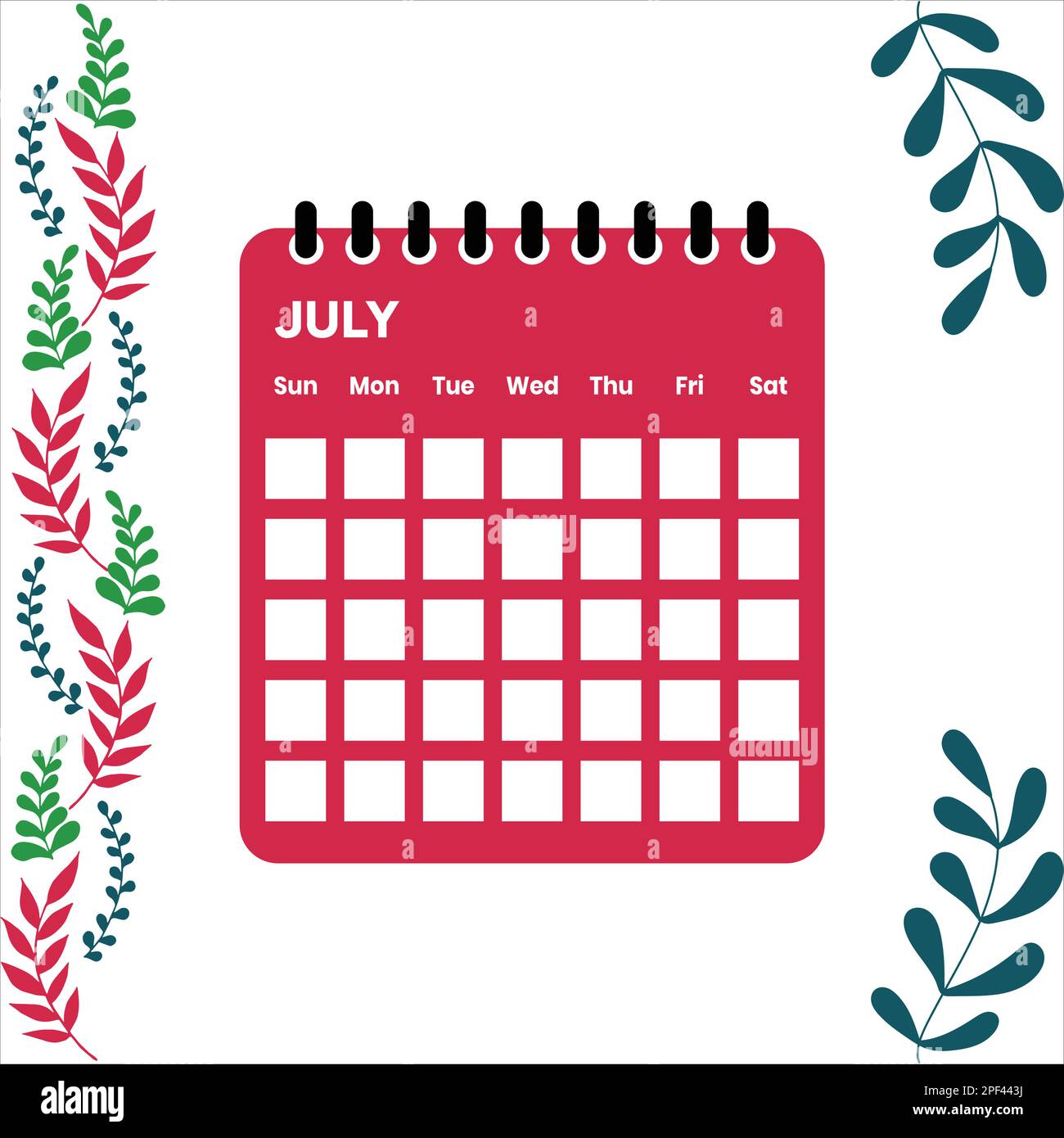 July calendar Banque d'images vectorielles - Alamy