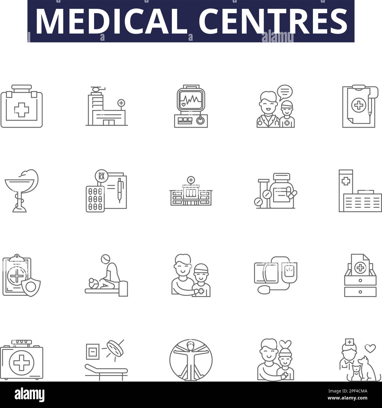 Les centres médicaux sont à la ligne des icônes et des signes ...