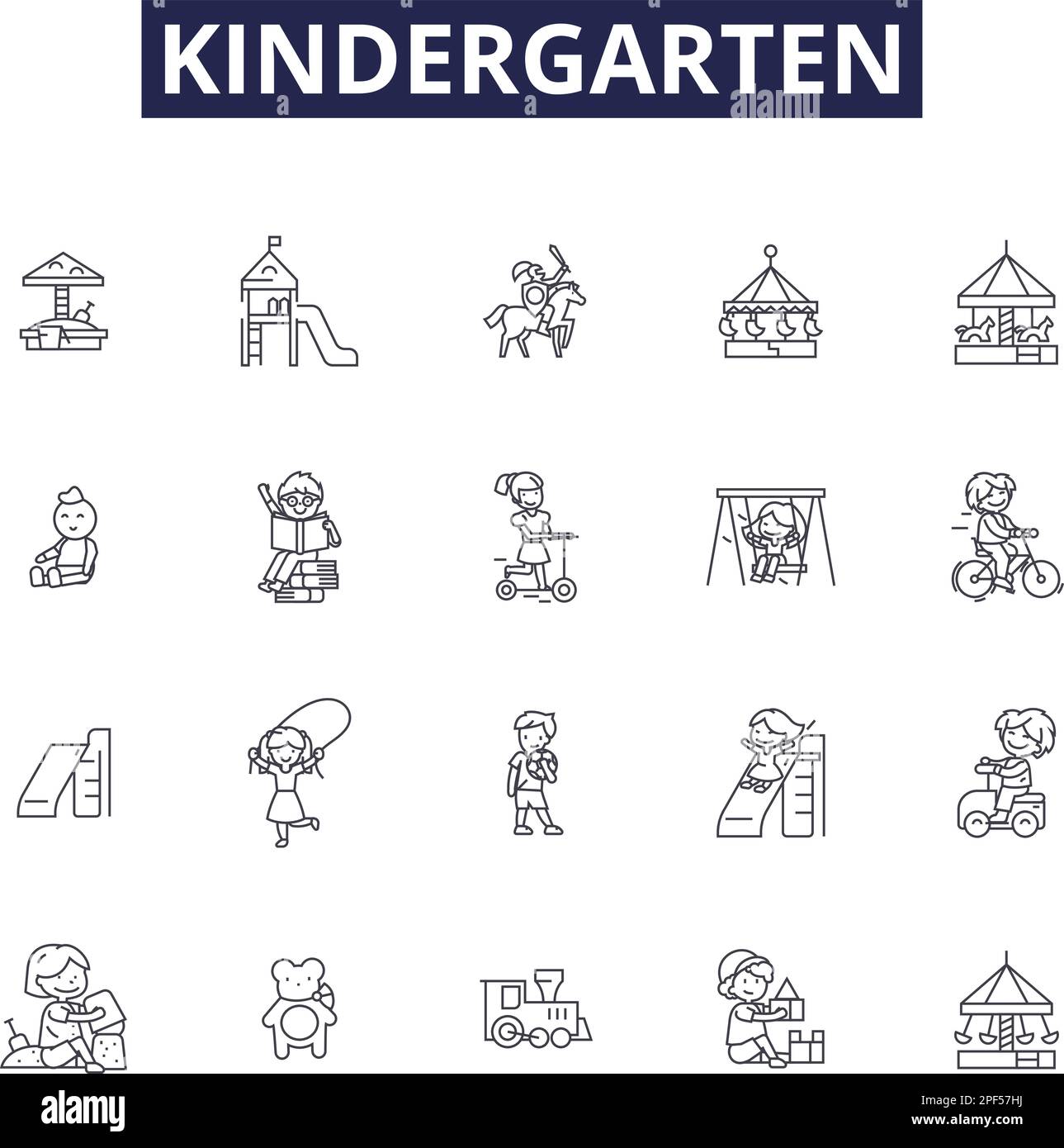 Symboles et signes vectoriels de la ligne maternelle. Apprendre ...