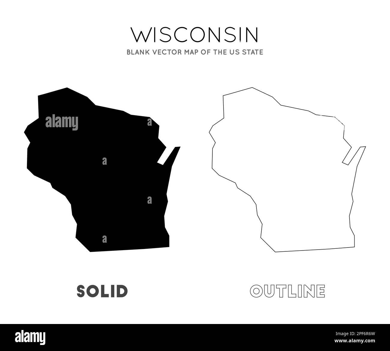 Carte du Wisconsin. Carte vectorielle vierge de l'État américain ...