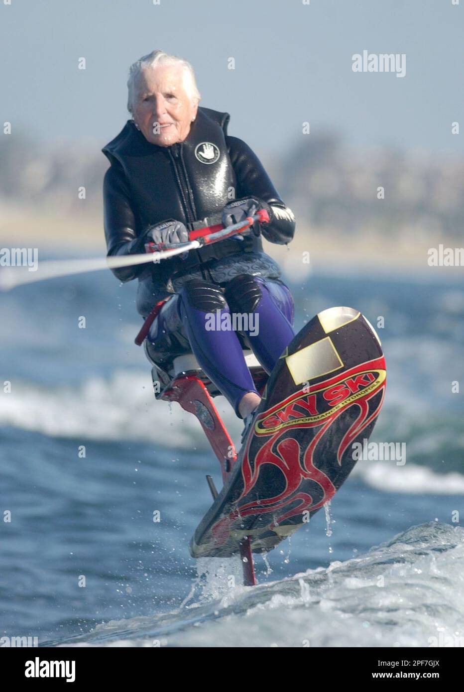 Mary Murphy, 85, of Los Alamitos participates in a water ski race from ...