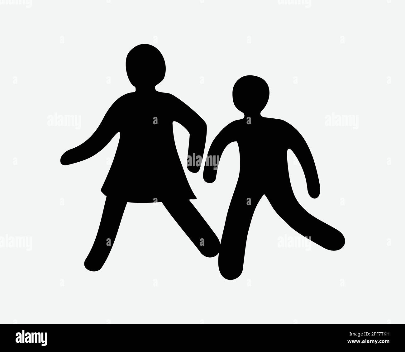 Enfants icône enfant enfant enfants jouer à pied Crossing Vector Noir blanc Silhouette symbole ...