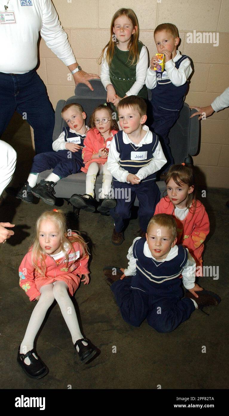 The 5-year-old McCaughey septuplets of Carlisle, Iowa, pose for a ...