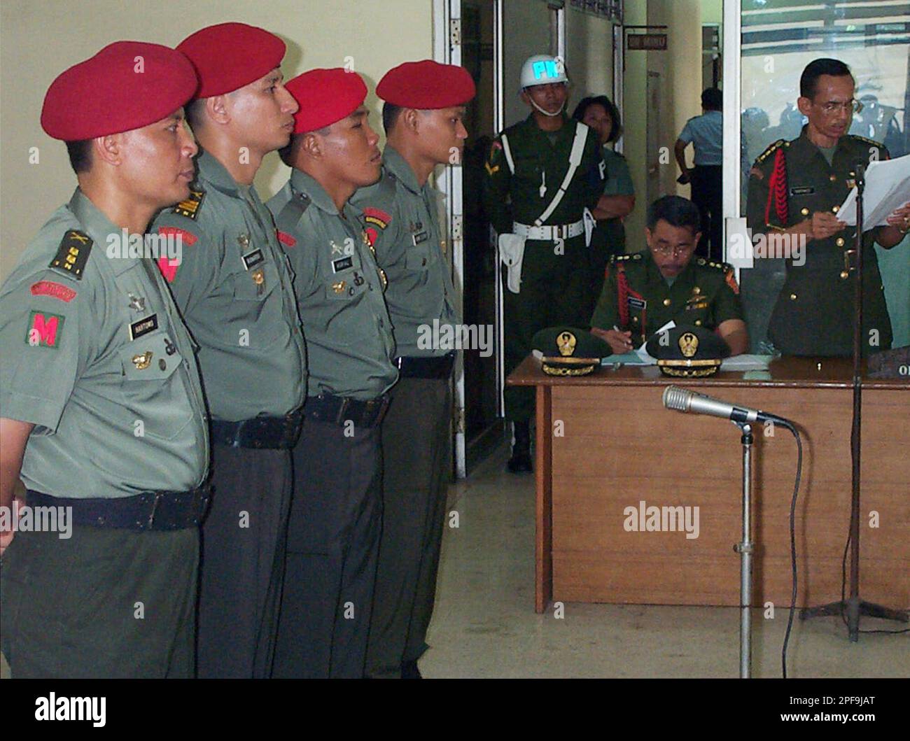 Four of seven members of Indonesian special forces KOPASSUS who are ...