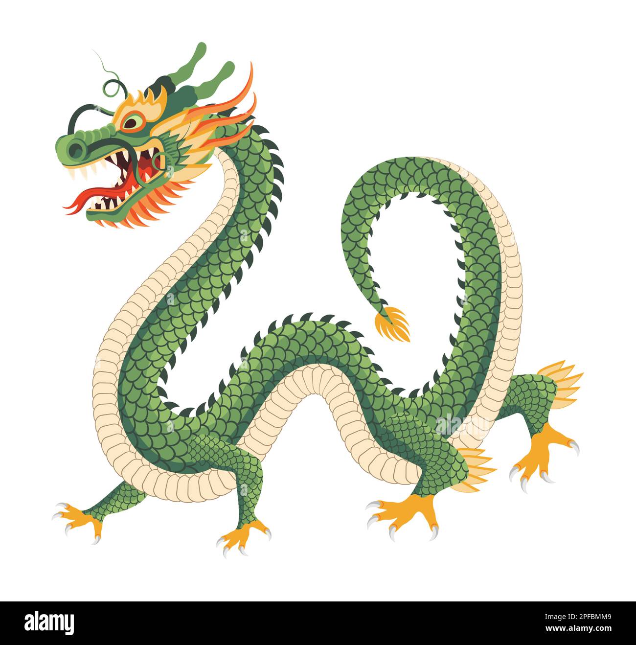 Dragon chinois vert traditionnel. Signe du zodiaque. Illustration ...