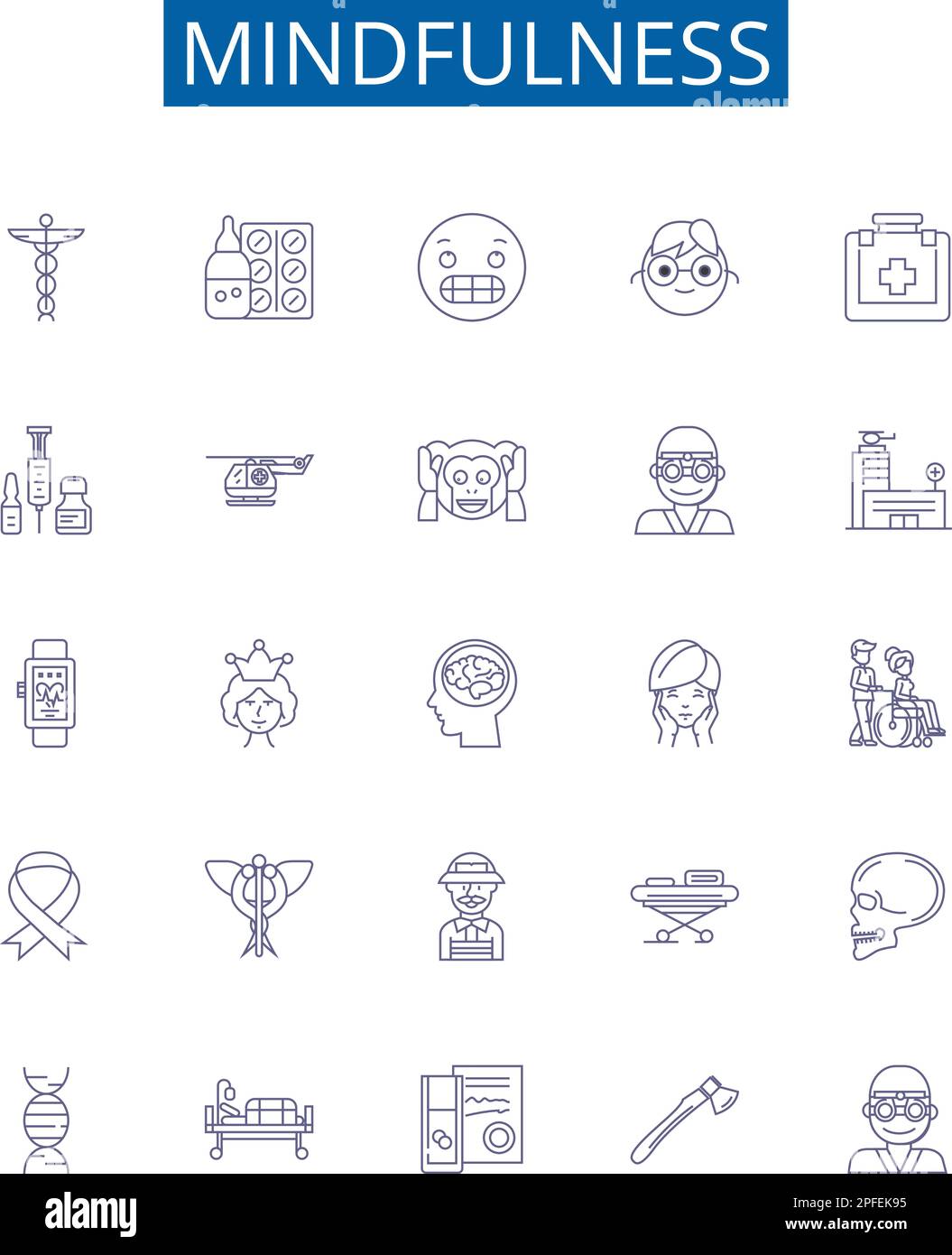 Mise en place des affiches des icônes de la ligne de pleine conscience ...