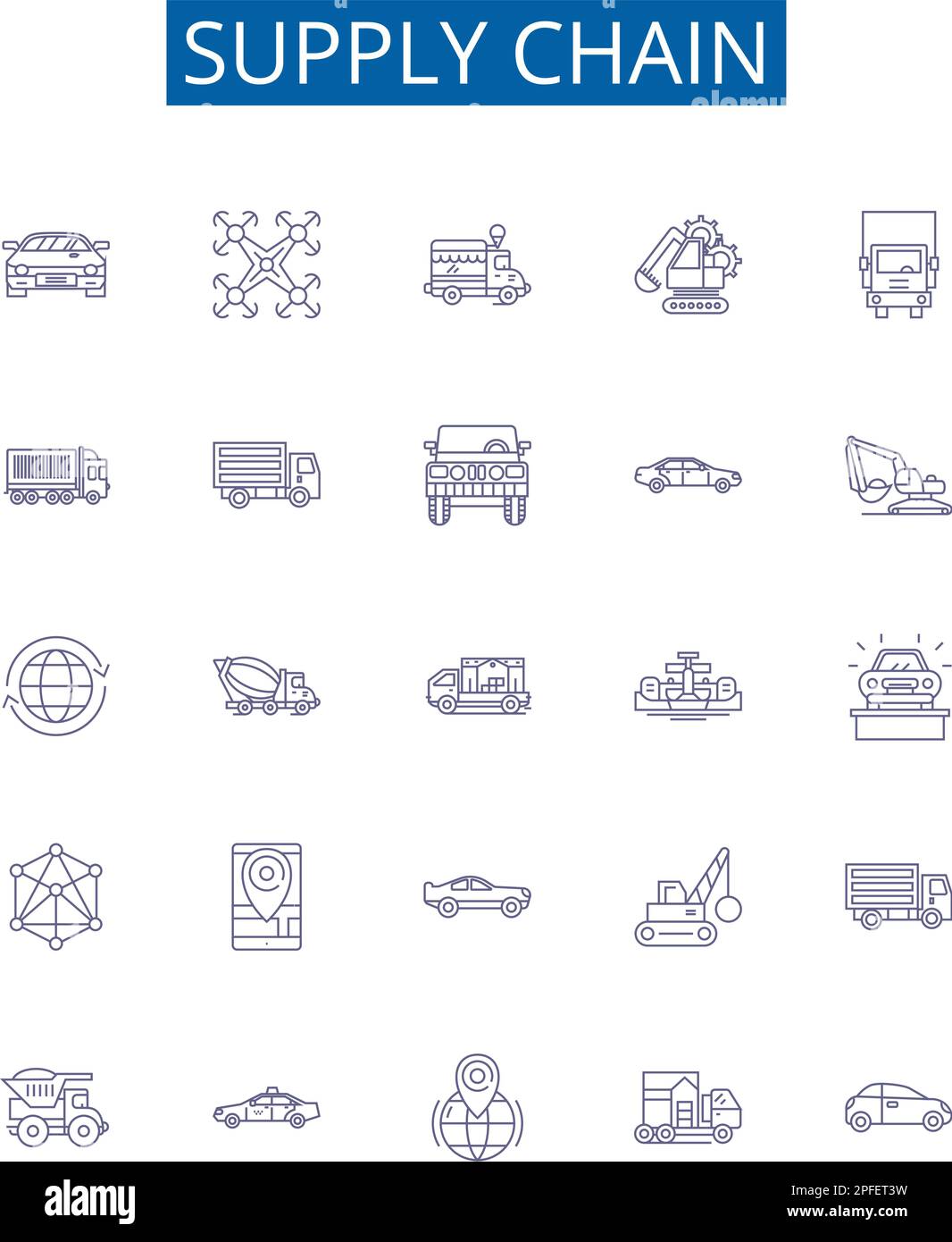 Mise en place des affiches des icônes de chaîne d'approvisionnement ...