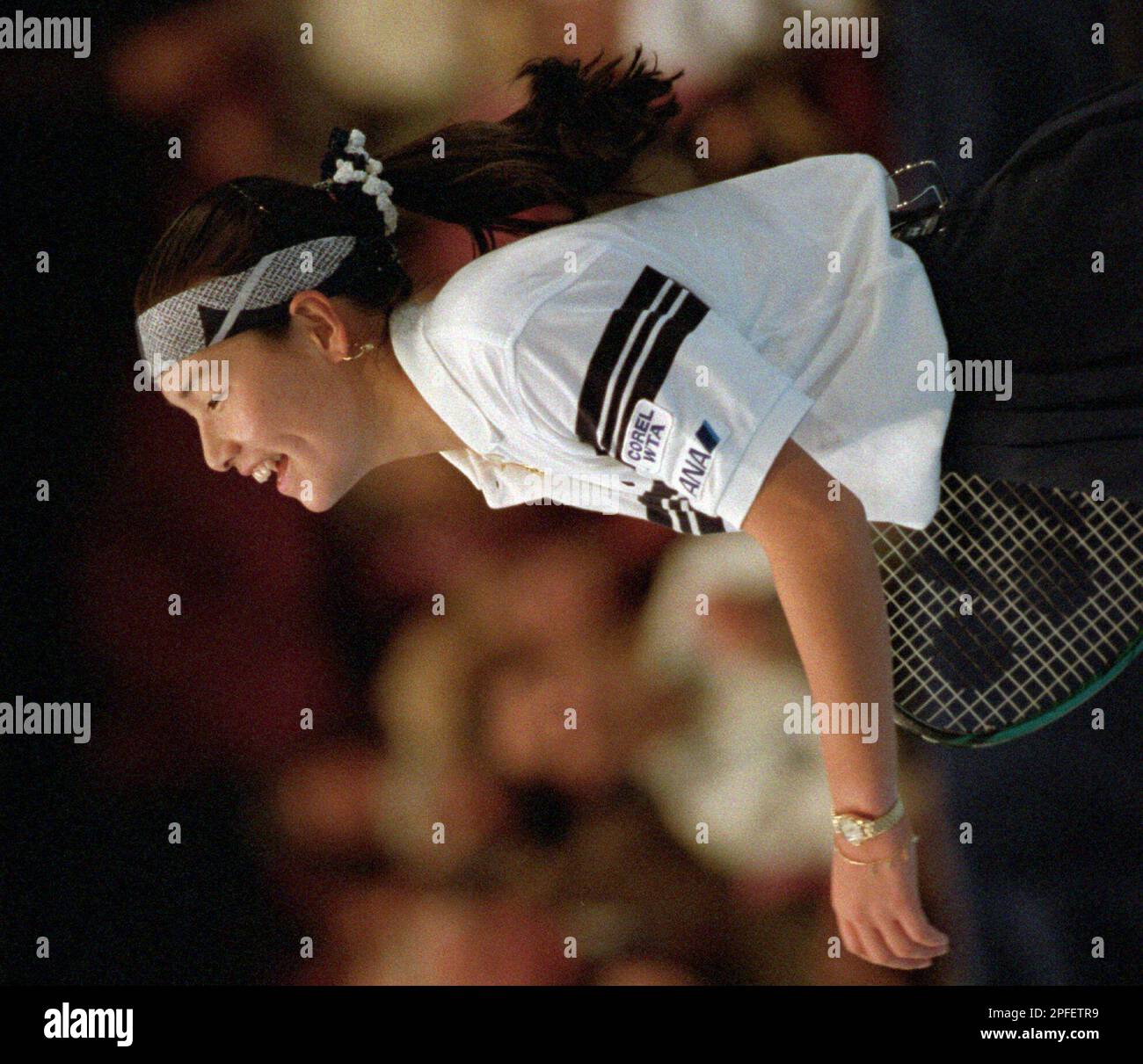 Sixth-seeded Kimiko Date, of Japan, reacts during her match against ...