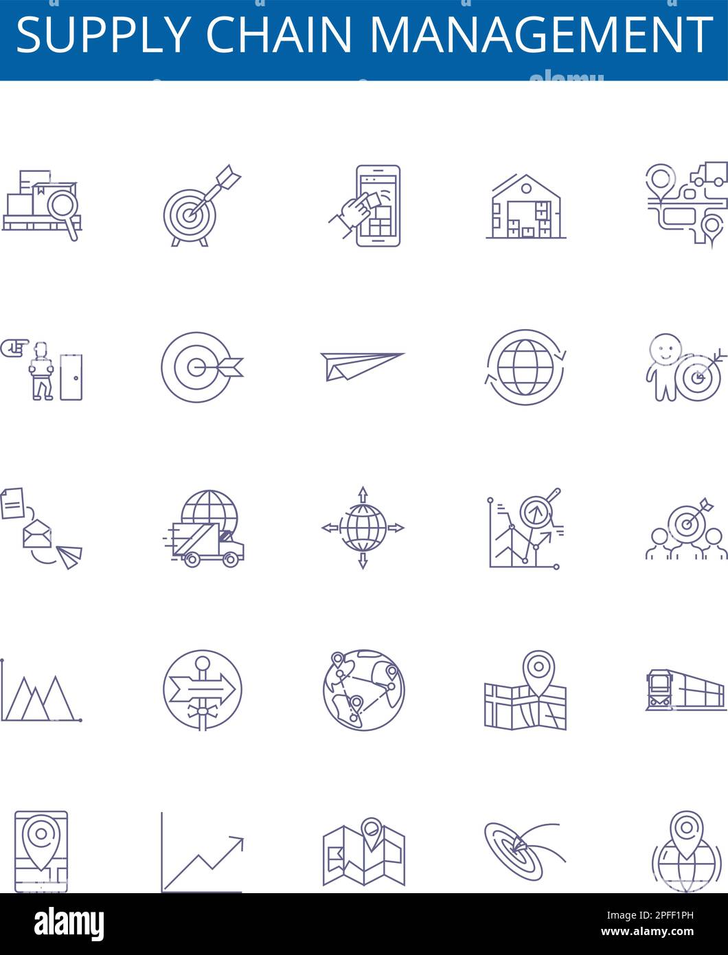 Mise en place des affiches des icônes de la chaîne d'approvisionnement ...