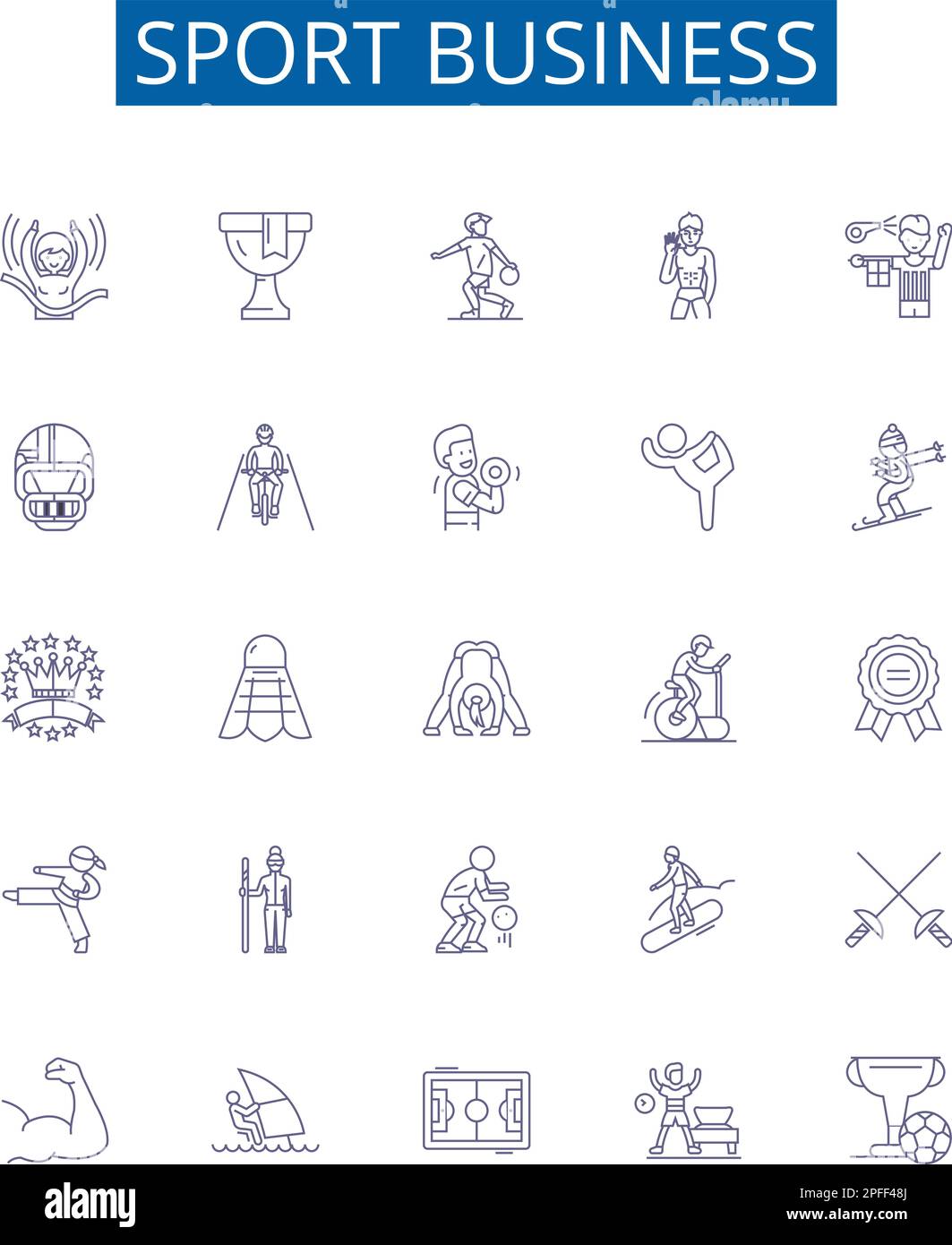 Mise en place des affiches des icônes de la ligne d'affaires du sport ...