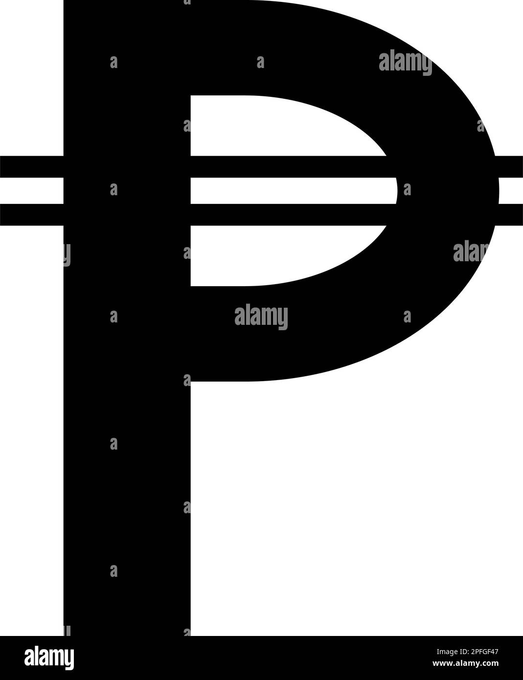Signe du peso philippin monnaie symbole pesos icône noir couleur ...
