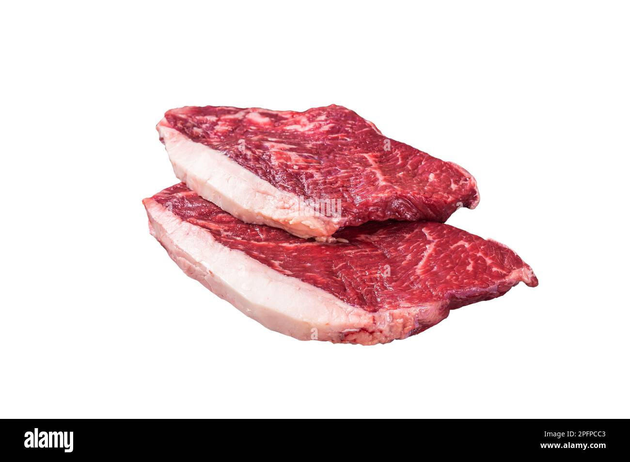 Steak de viande de bœuf de bœuf de bœuf cru sur un couperet de boucher ...