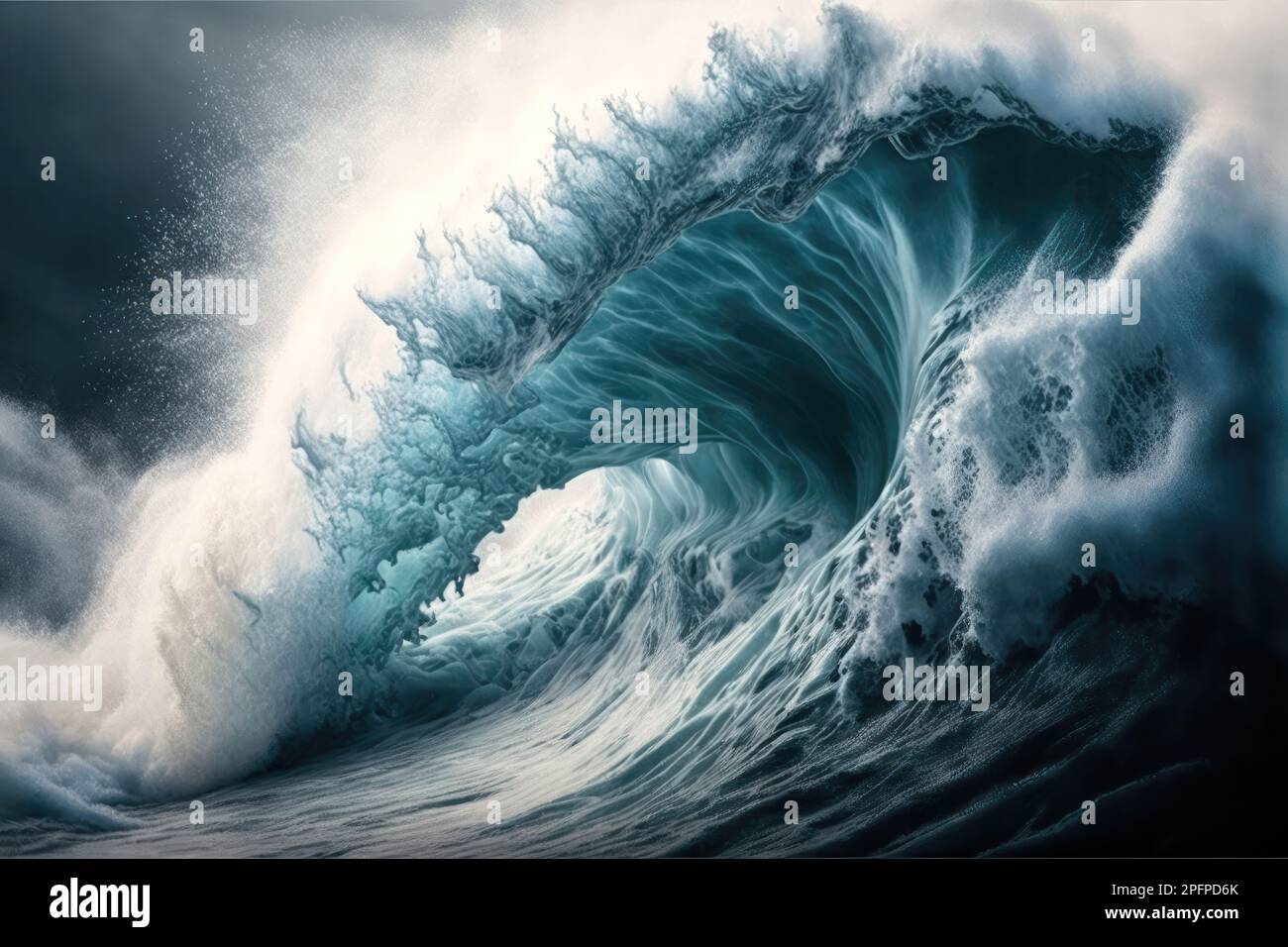 une puissante vague de marée au milieu de l'océan, mettant en évidence ...