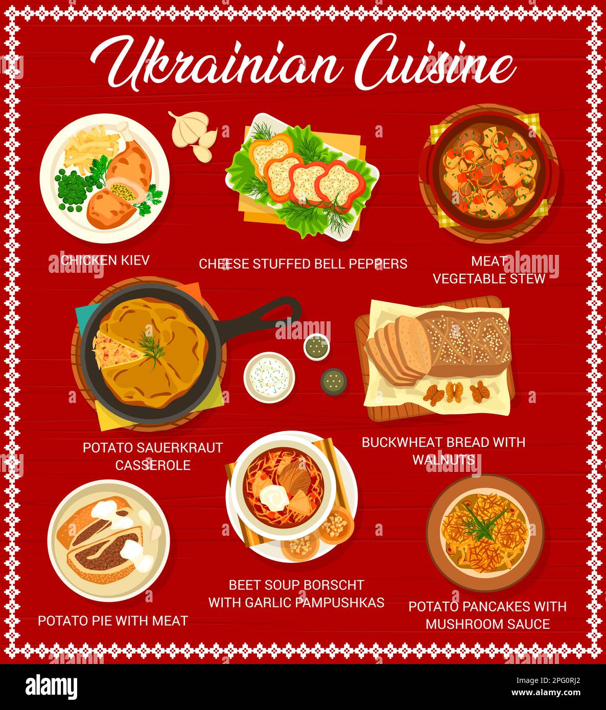 Menu du restaurant de cuisine ukrainienne. Kiyv de poulet, tarte aux ...