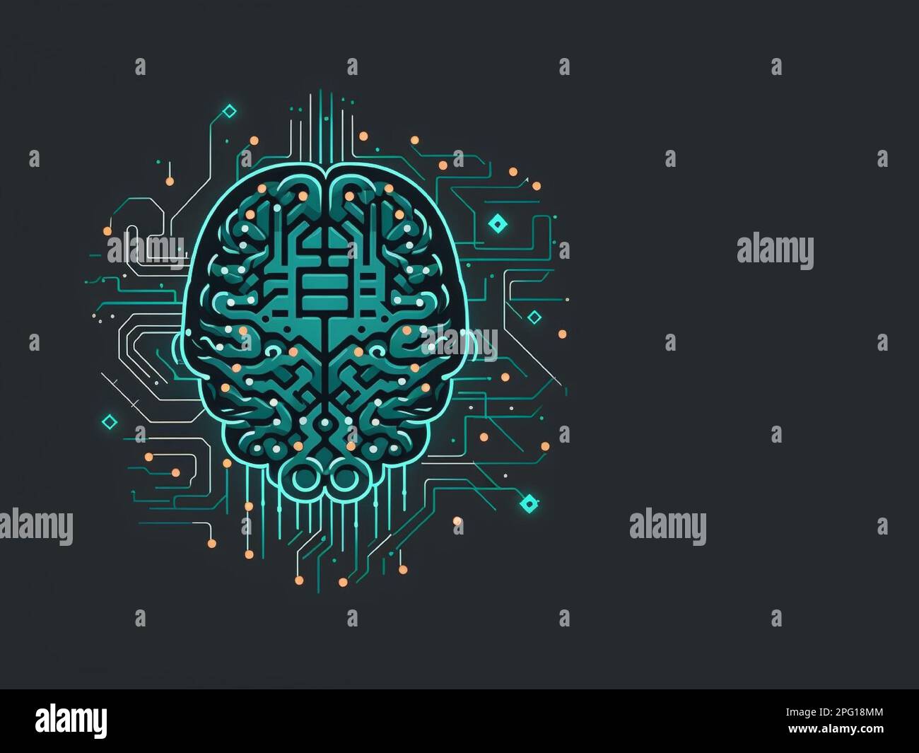 Cerveau humain robotique avec les circuits détaillés. Concept art de l ...