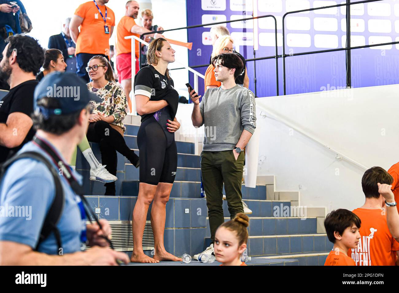 Marie Wattel lors d'une nouvelle compétition de natation, l'Open géant ...