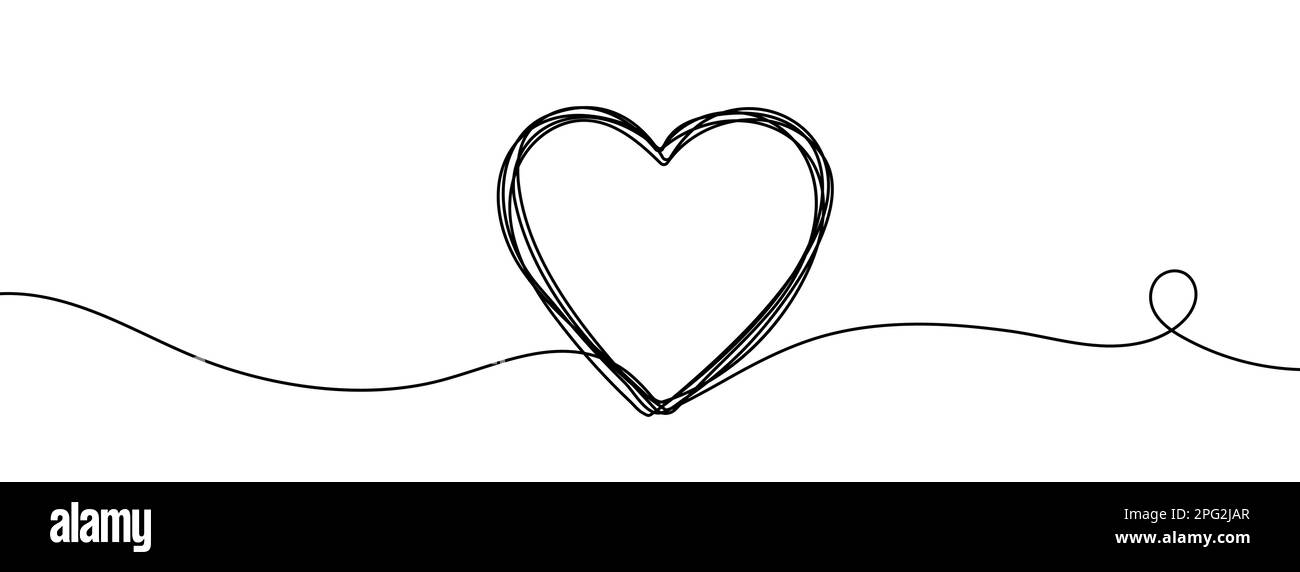 Cœur.Symbole abstrait amour.Illustration vectorielle de dessin au trait ...