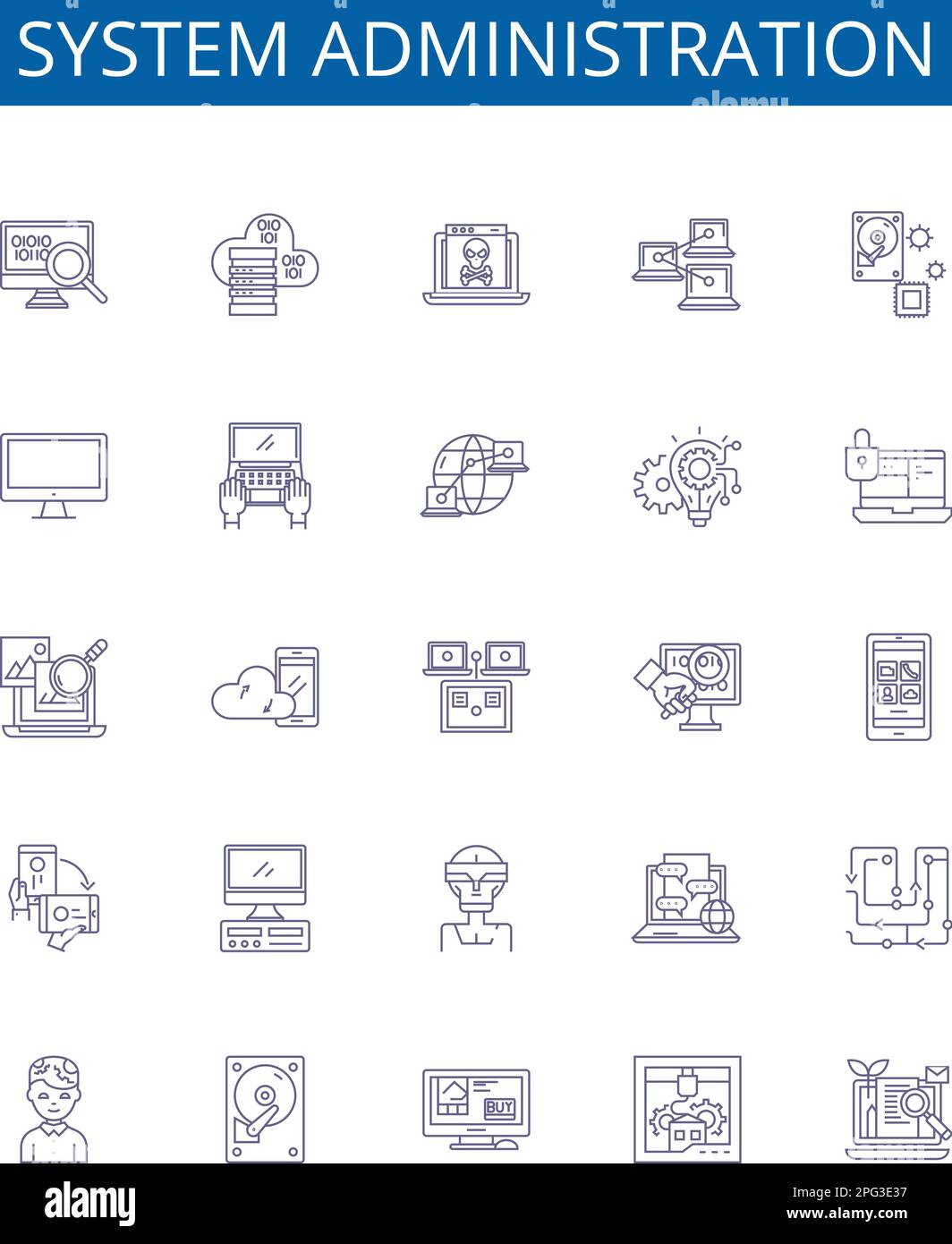 Icônes de la ligne d'administration du système signes ensemble ...