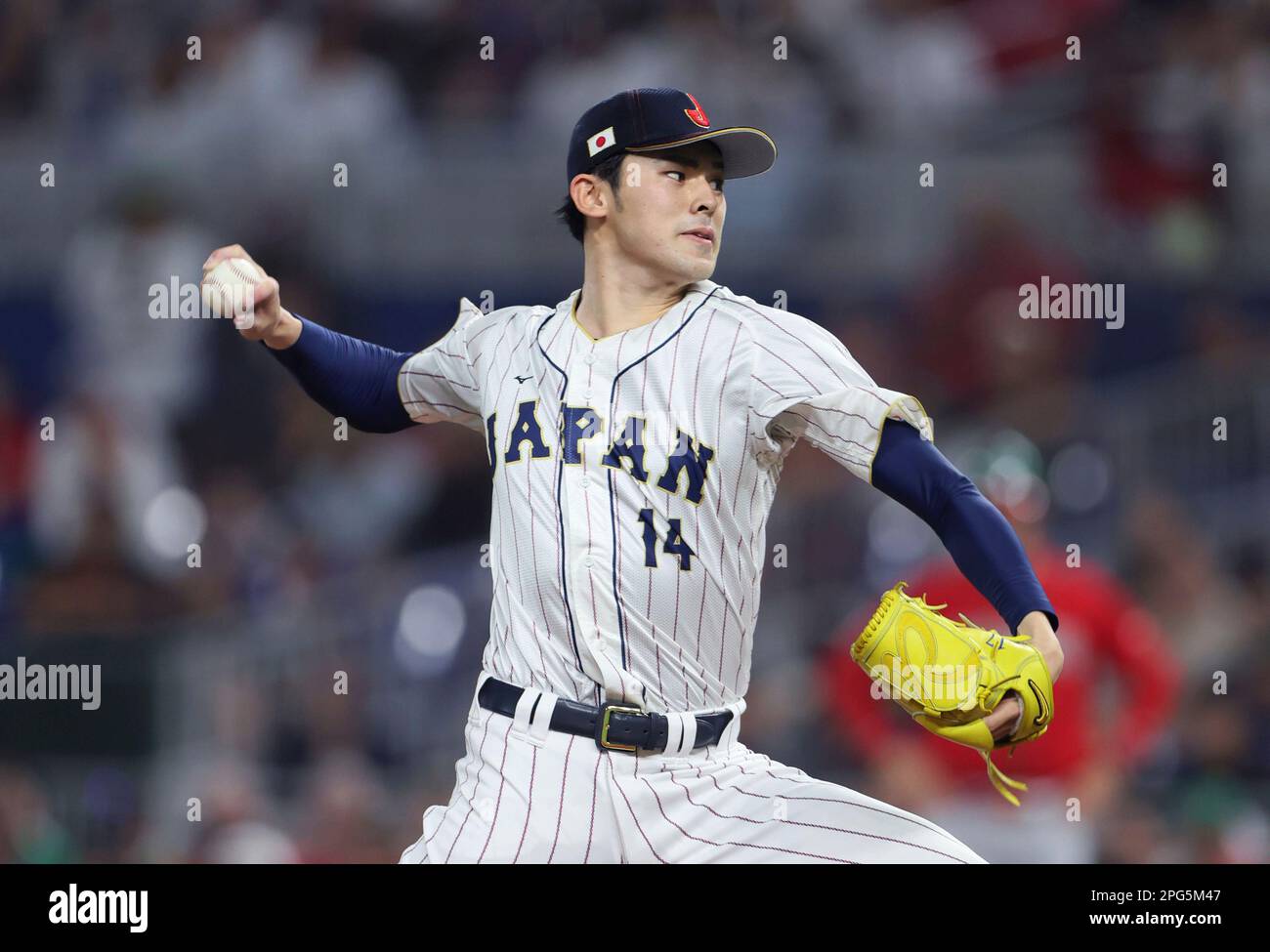Roki Sasaki of Japan throw a ball in the first inning during the World ...