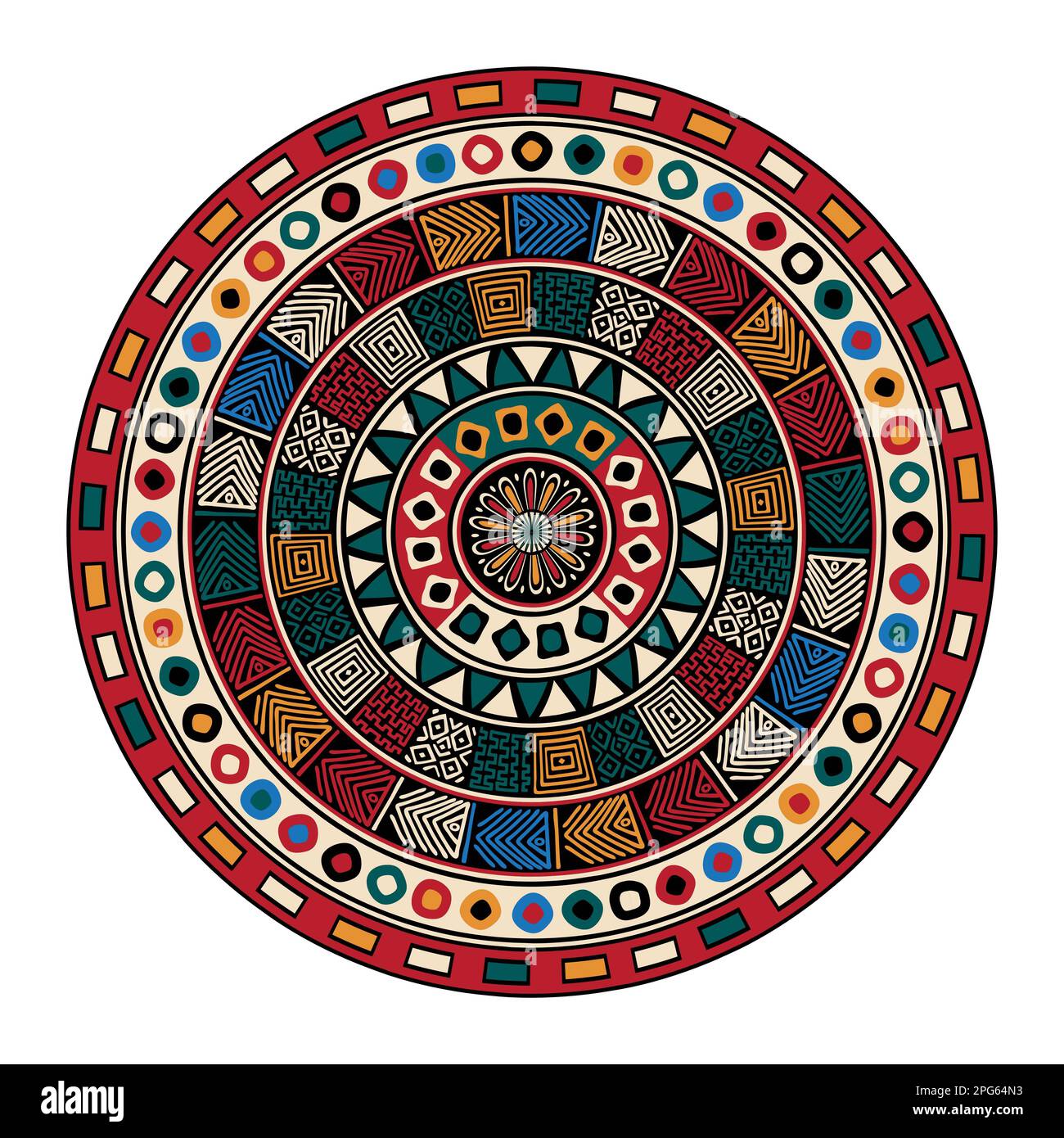 Élément décoratif de motif tribal rond sur fond blanc, illustration ...