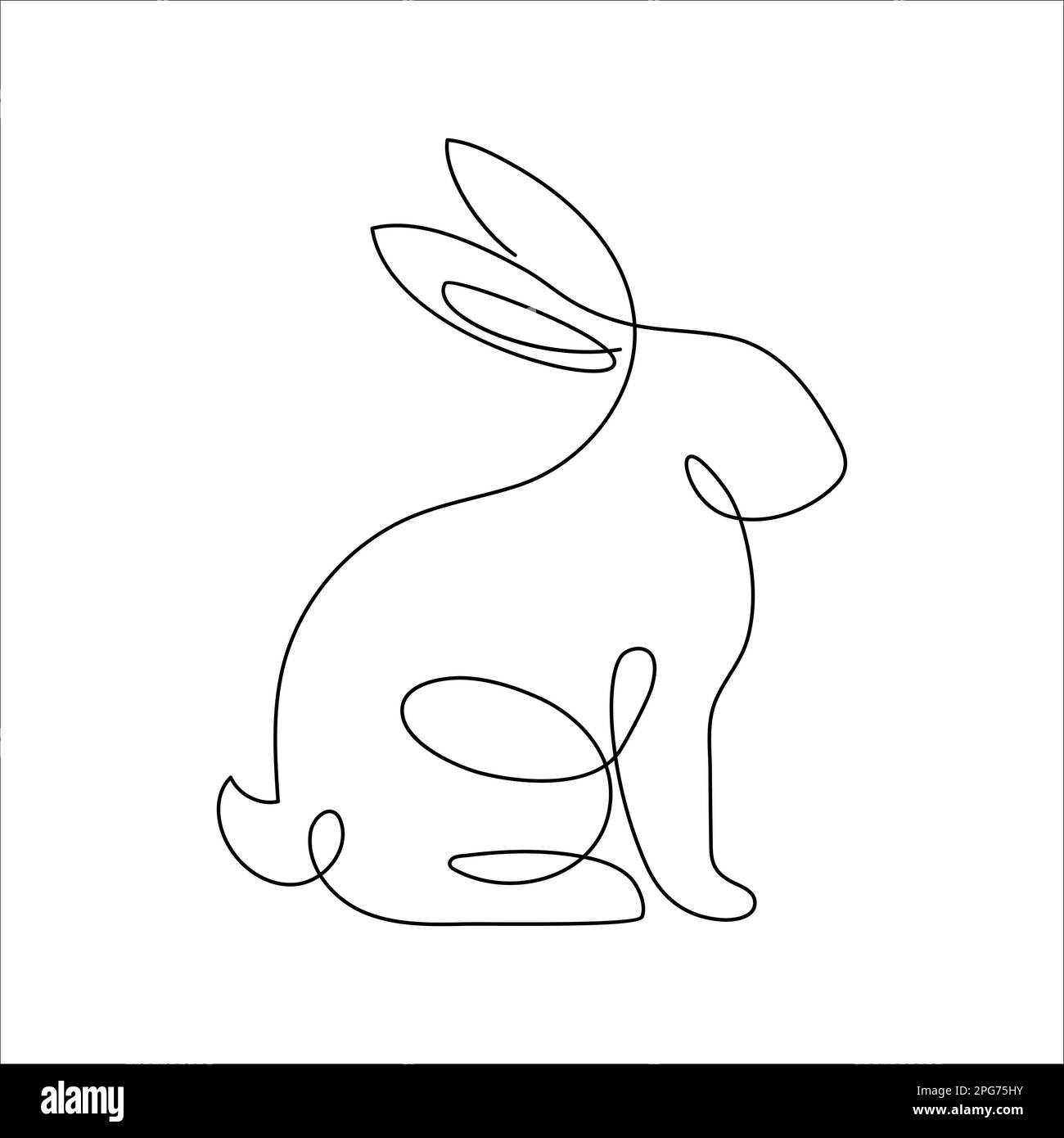Icône en forme de ligne d'art lapin. Icône de dessin au trait de lapin ...