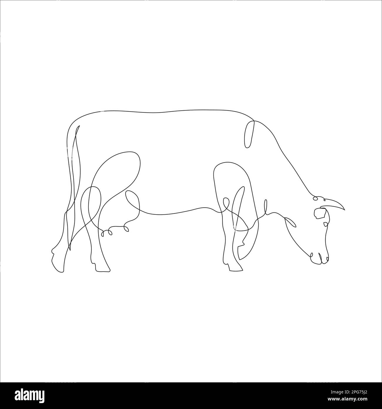 Vache en style dessin au trait continu. Dessin continu de bétail. Vache ...