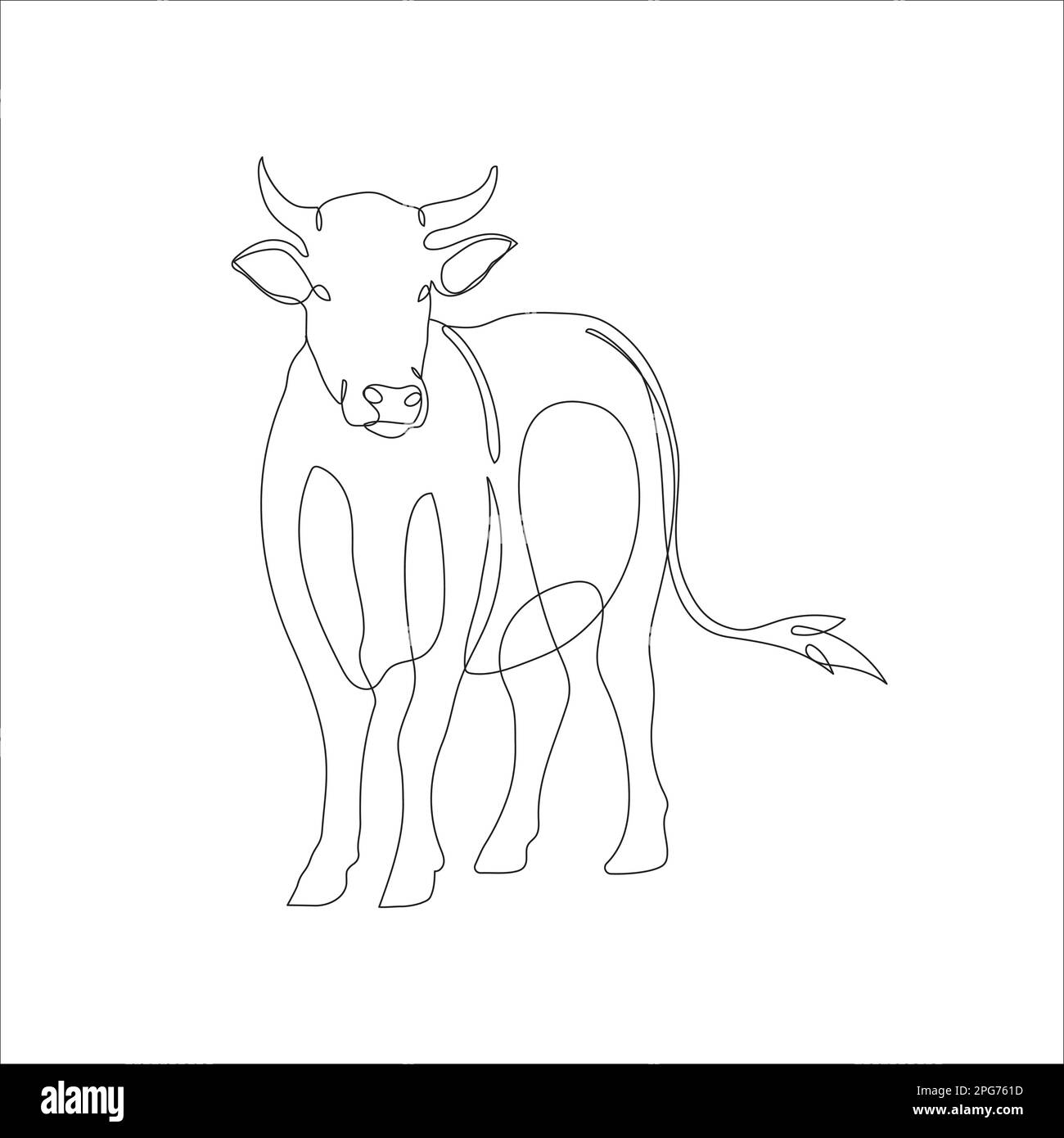 Vache en style dessin au trait continu. Dessin continu de bétail. Vache ...