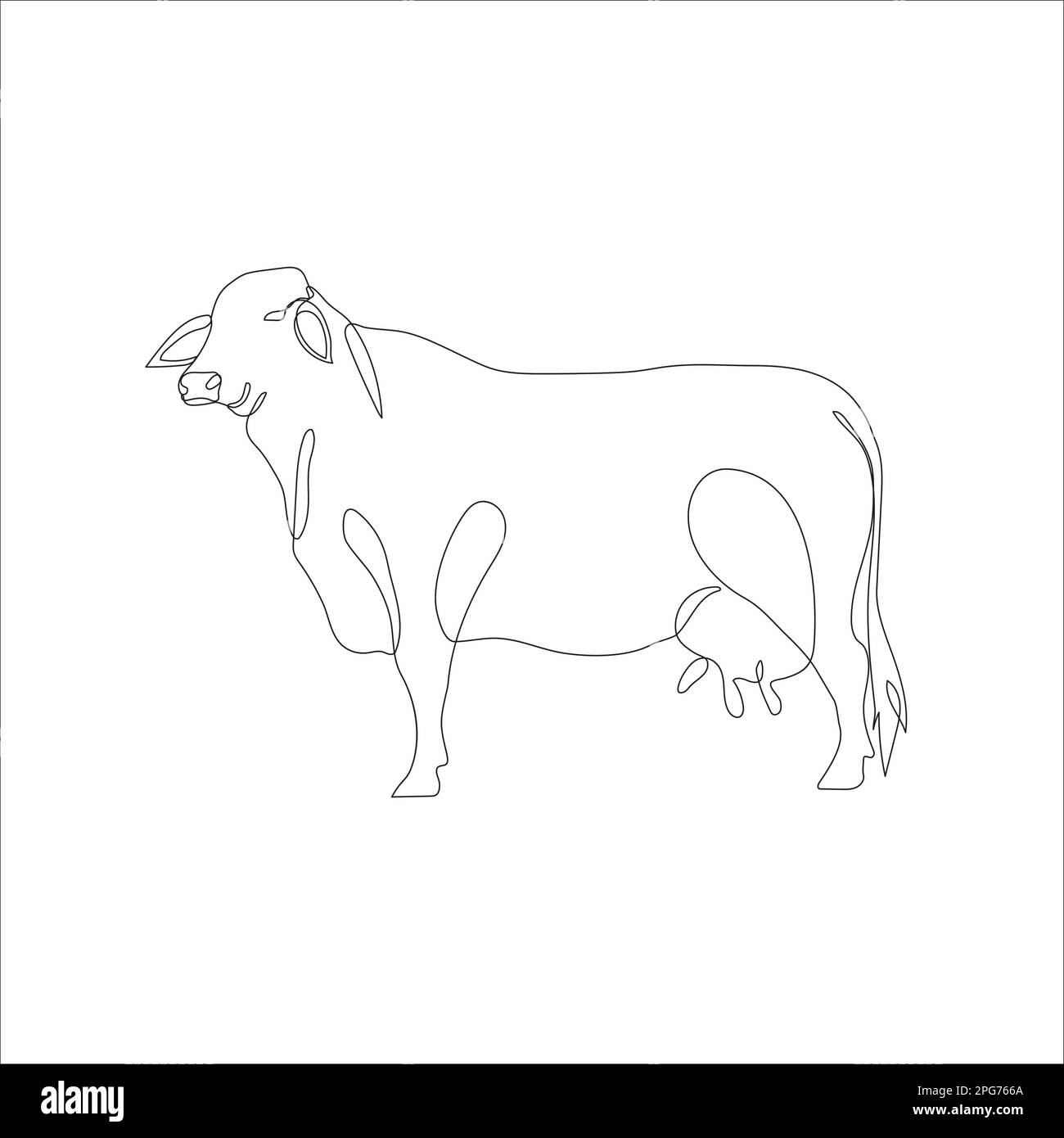 Vache en style dessin au trait continu. Dessin continu de bétail. Vache ...