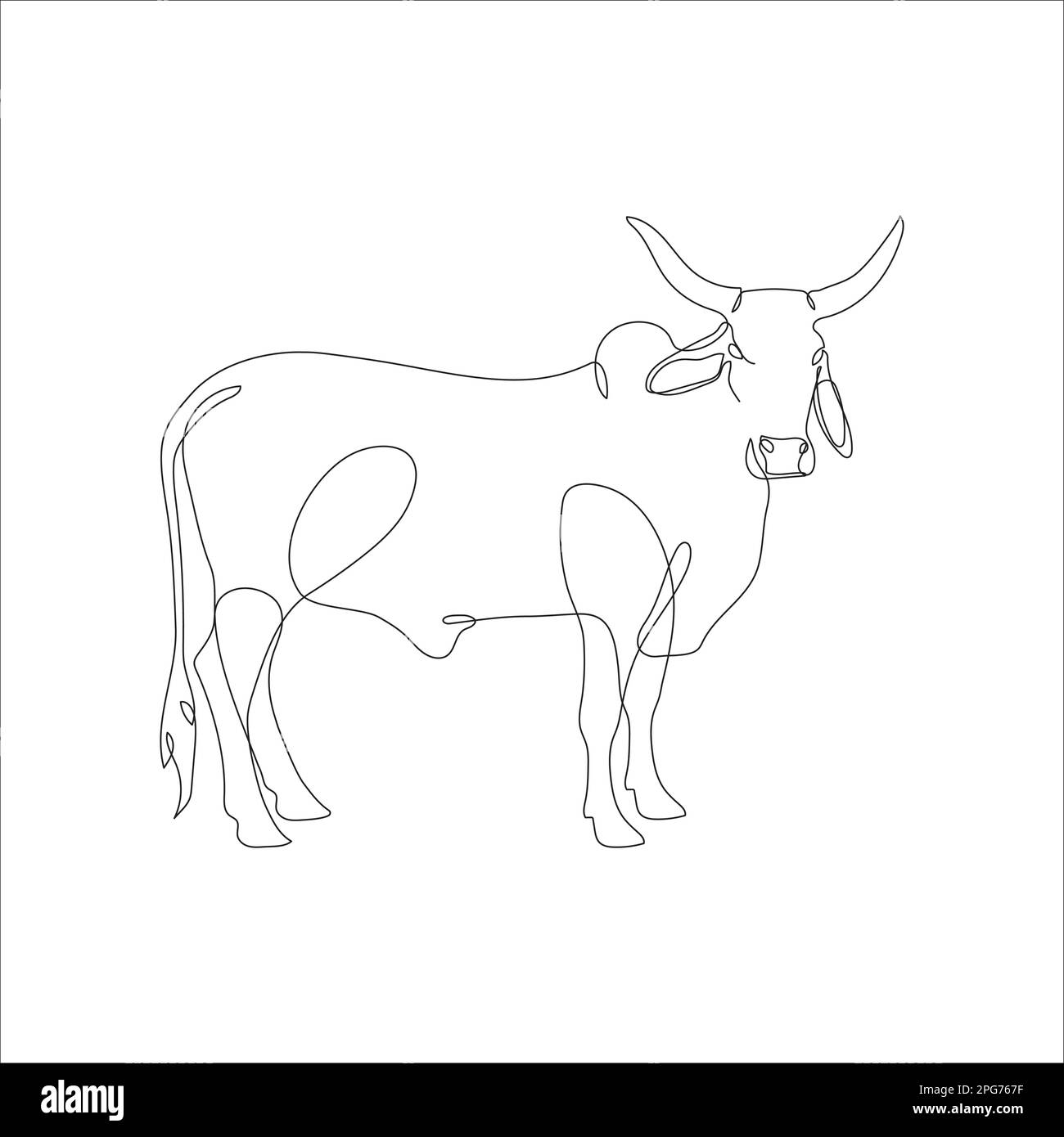 Vache en style dessin au trait continu. Dessin continu de bétail. Vache ...