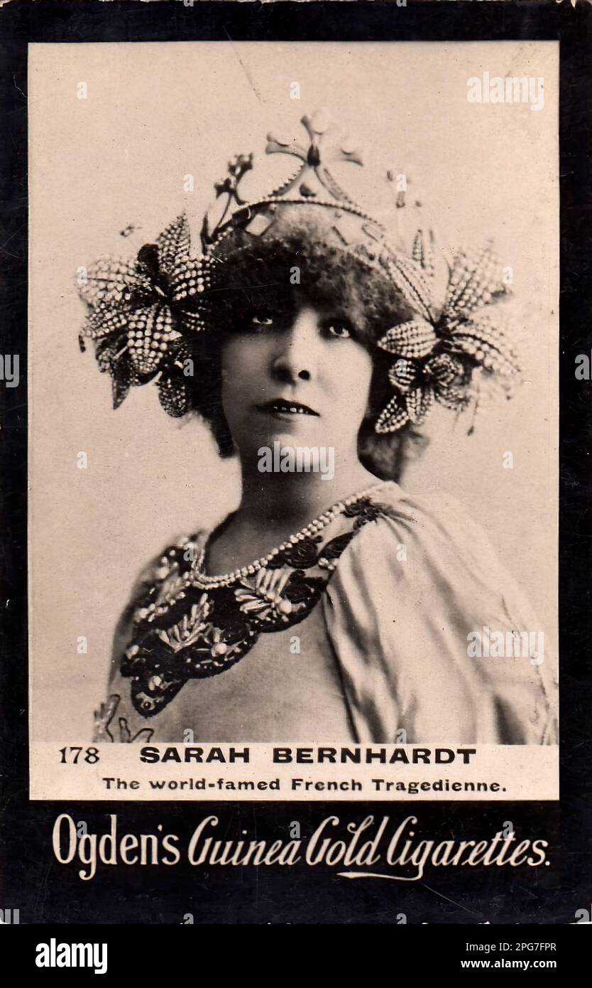 Portrait de l'actrice Sarah Bernhardt - carte à cigarettes vintage ...