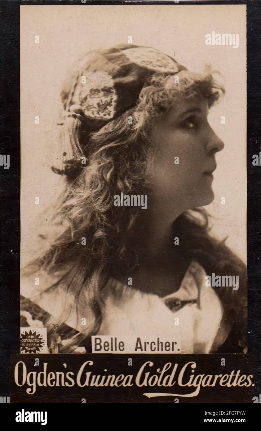 Portrait de l'actrice Belle Archer - carte à cigarettes vintage, époque ...