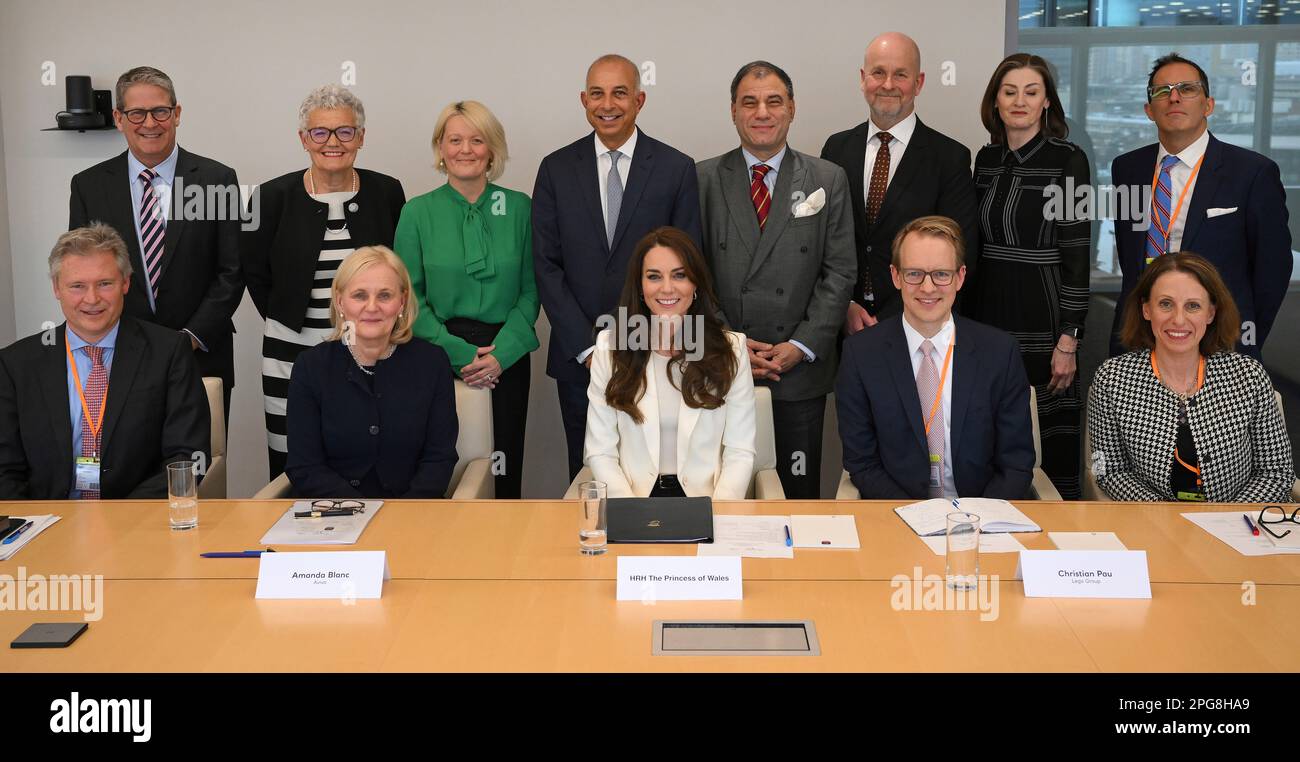 Britain's Kate, Princess of Wales, center, poses with, front row from ...